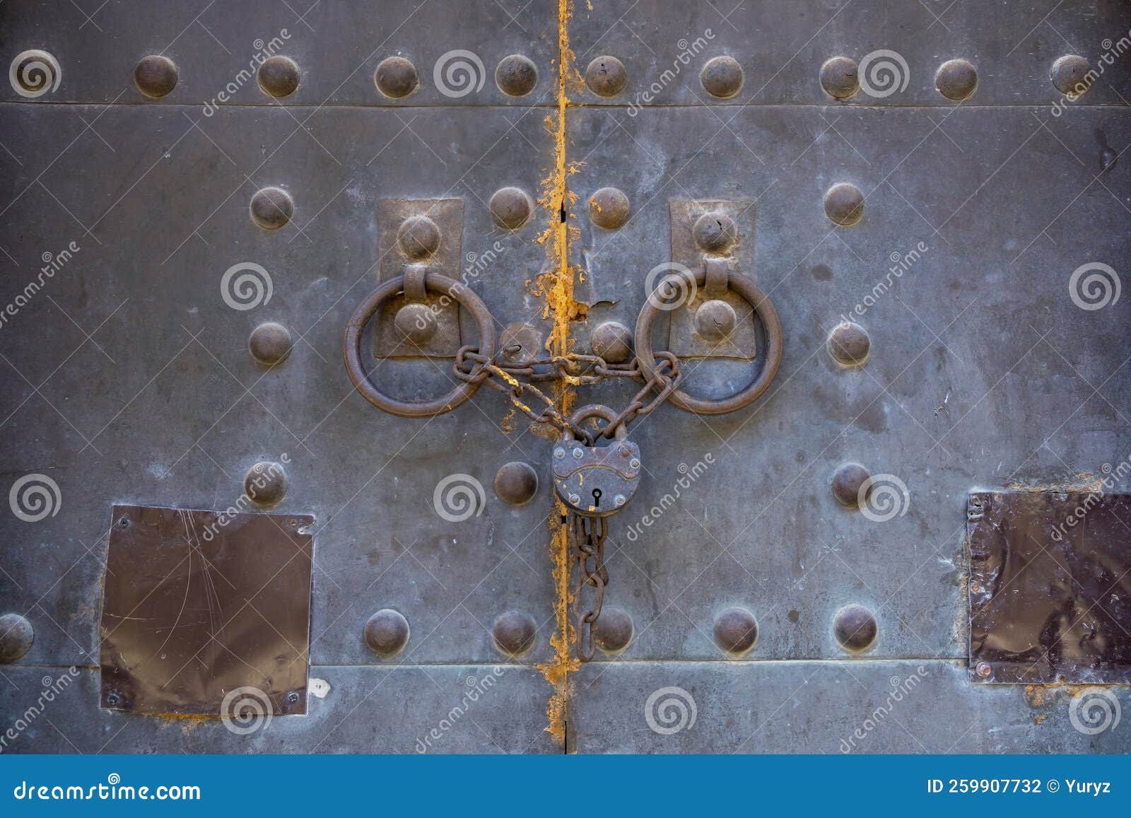 Hanged Metallic Armors In Line In Front Of Red And Yellow Tent Stock ...