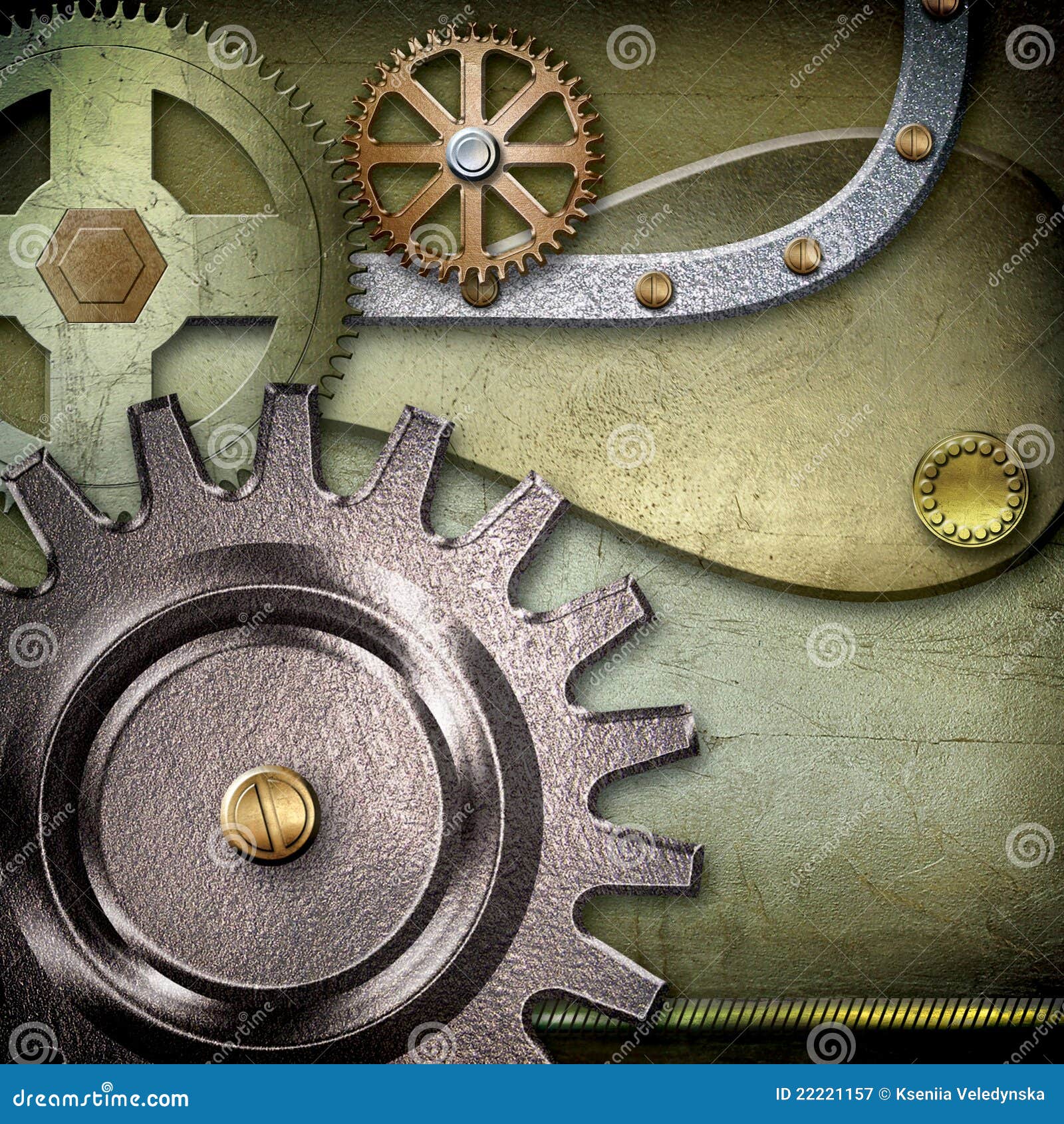 Metallic gears background stock illustration. Illustration of apparatus ...