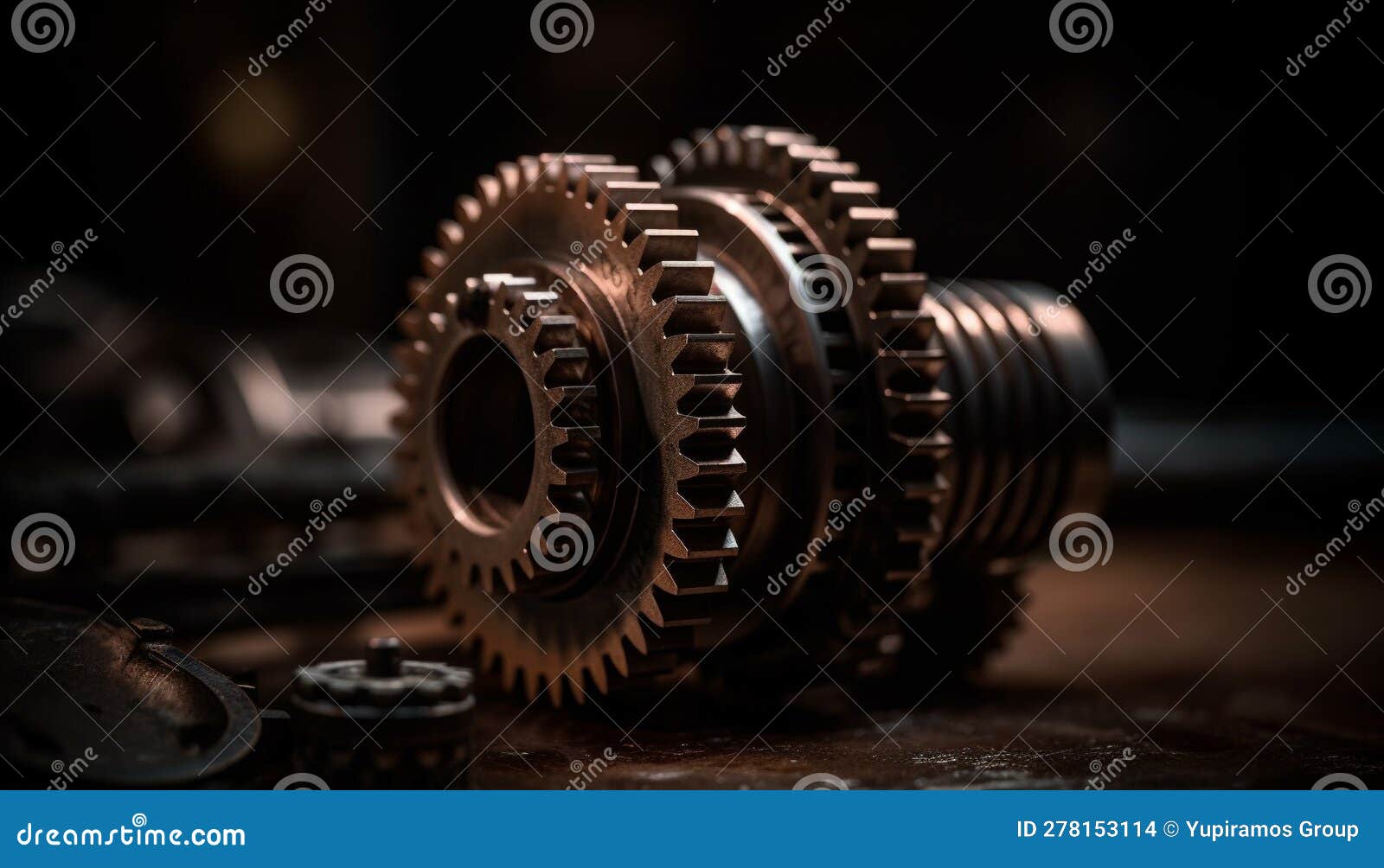 Metallic Gears Spinning in Close Up Motion Generated by AI Stock ...