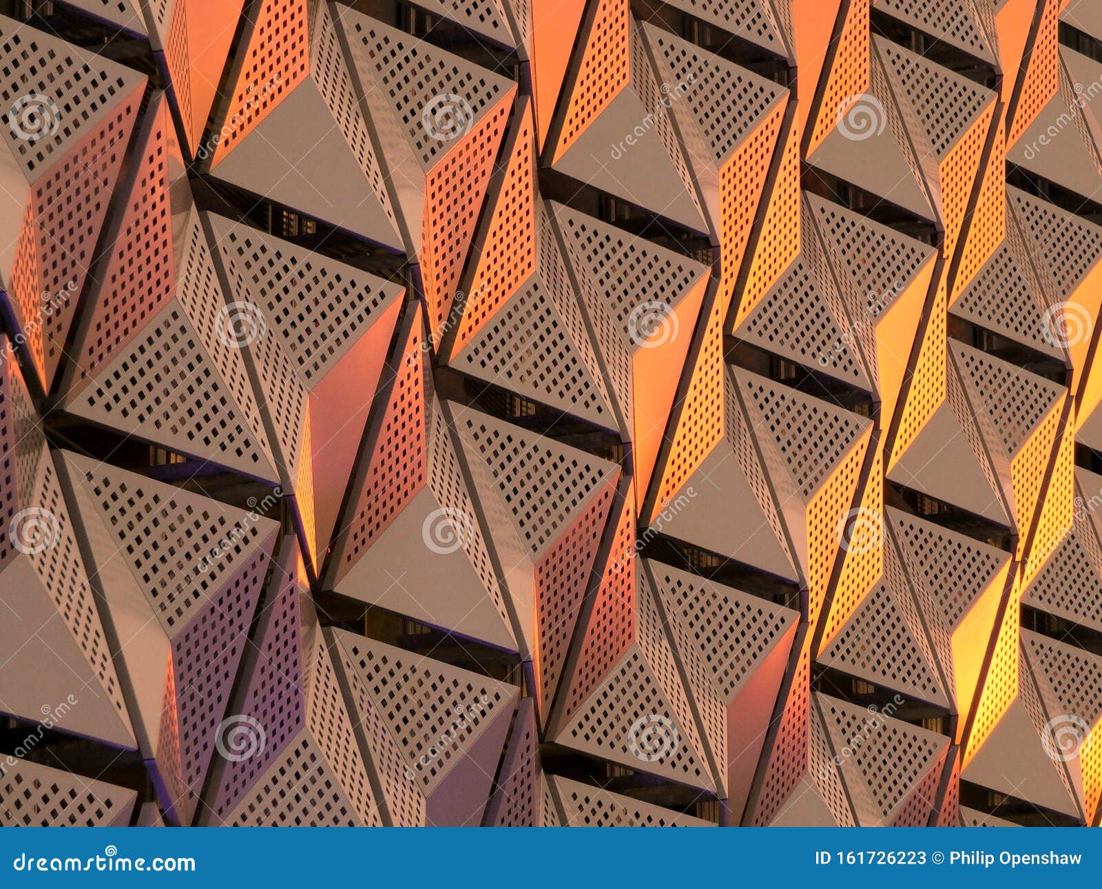 Metallic Geometric Cladding or Panels in Copper and Gold Colors Stock ...