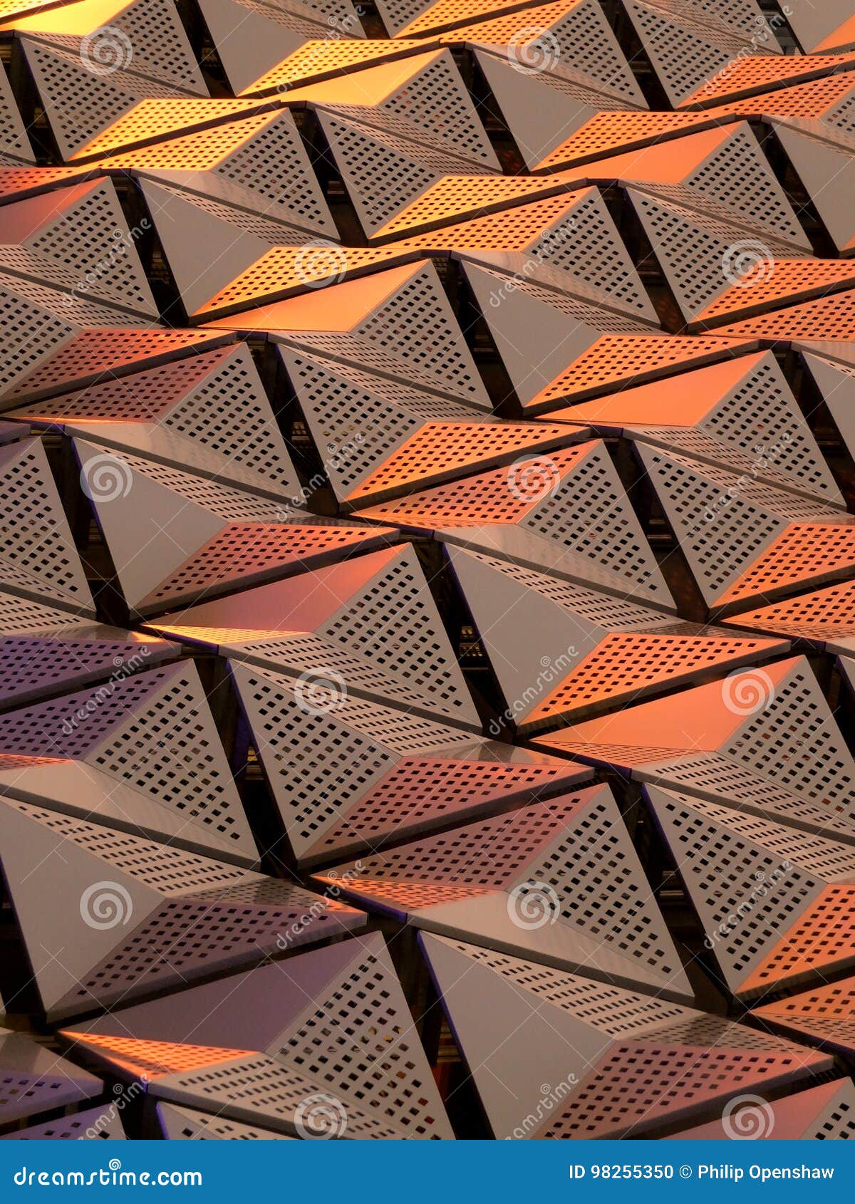 Metallic Geometric Cladding or Panels in Copper and Gold Colours Stock ...