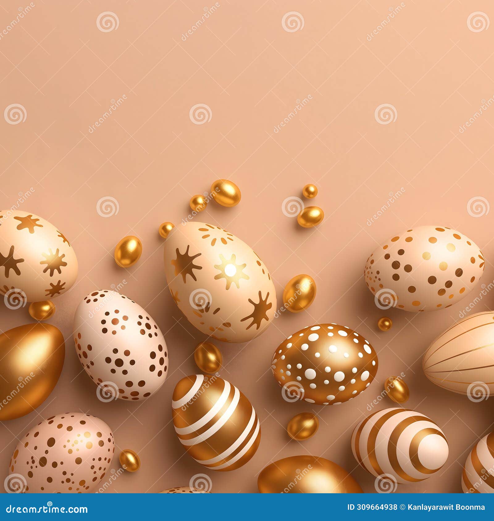 Metallic Glossy Rose Gold Easter Eggs on a Plain Rose Gold Background ...