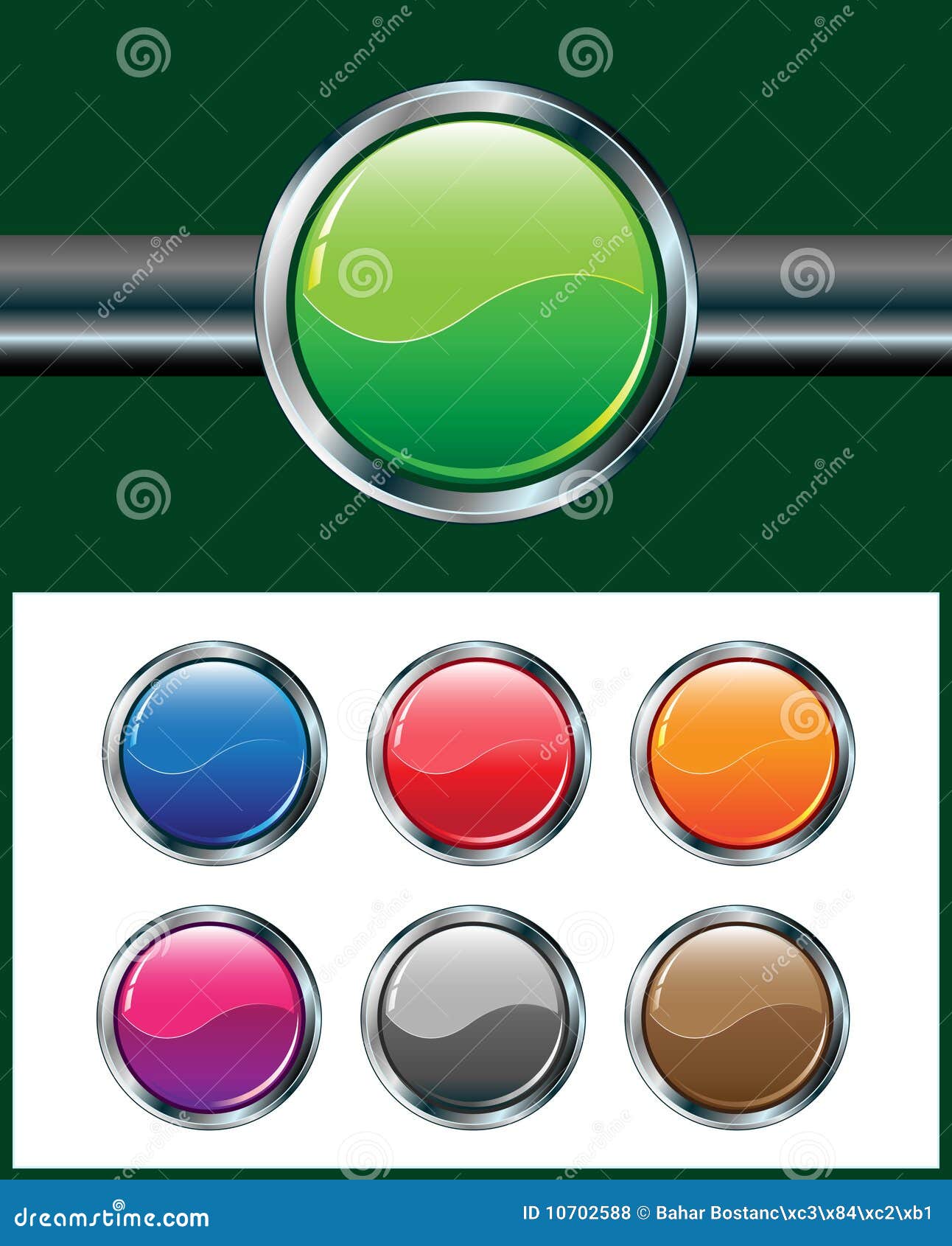 Metallic Glossy Web Buttons Stock Vector - Illustration of metal, icons ...