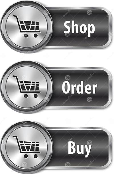 Metallic and Glossy Web Elements/buttons for Online Shopping Stock ...