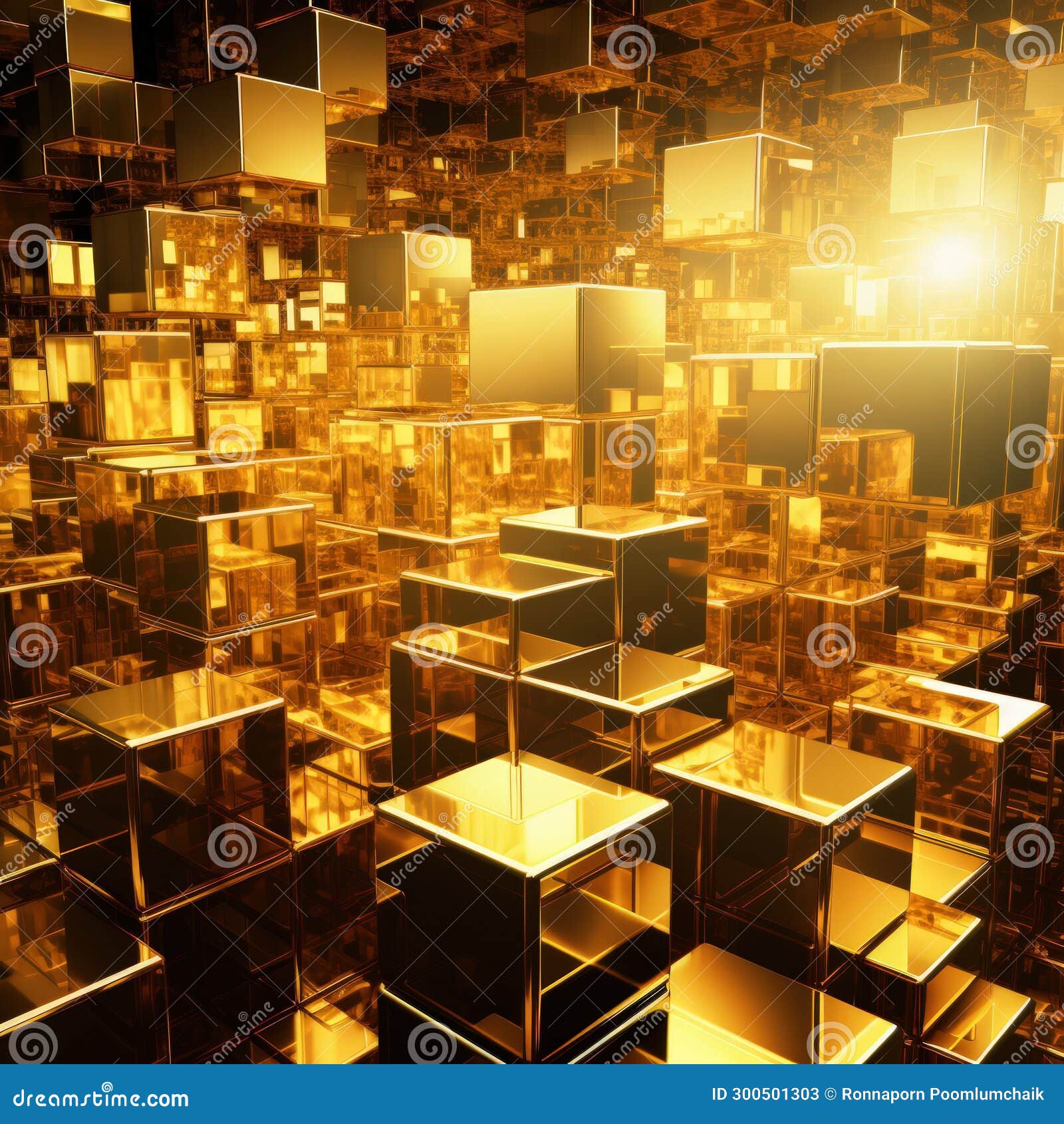 The Metallic Gold Cubes Shine Brilliantly Stock Illustration ...