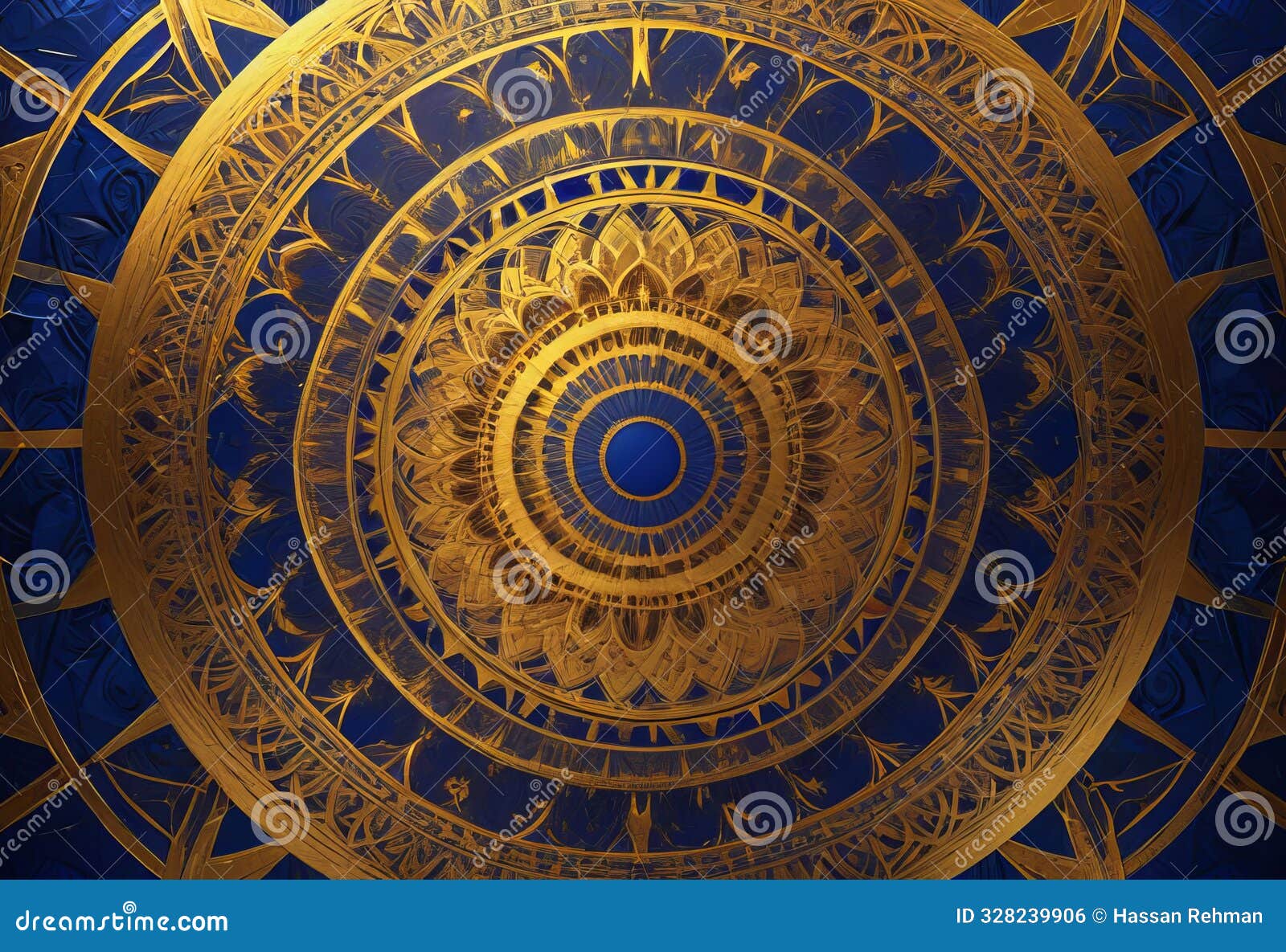 Metallic Gold and Deep Blue Abstract Masterpiece Stock Illustration ...