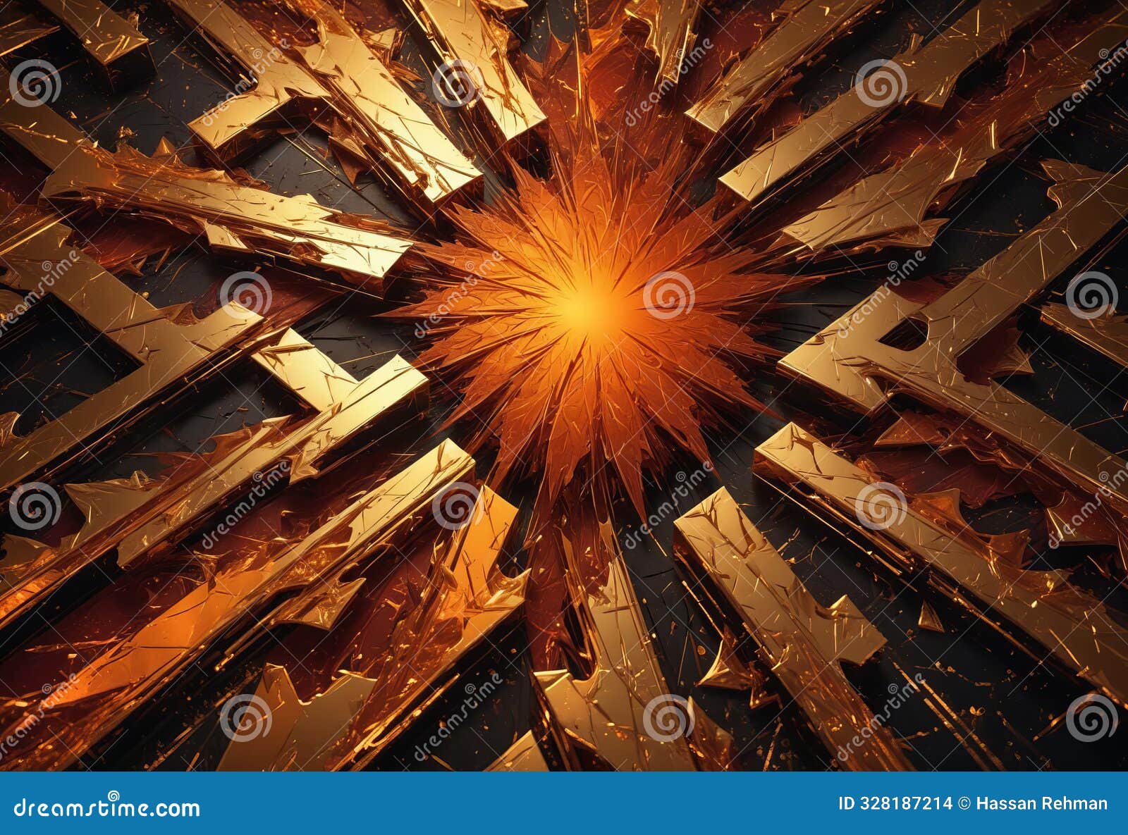 Metallic Gold and Deep Orange Abstract Fusion Stock Illustration ...