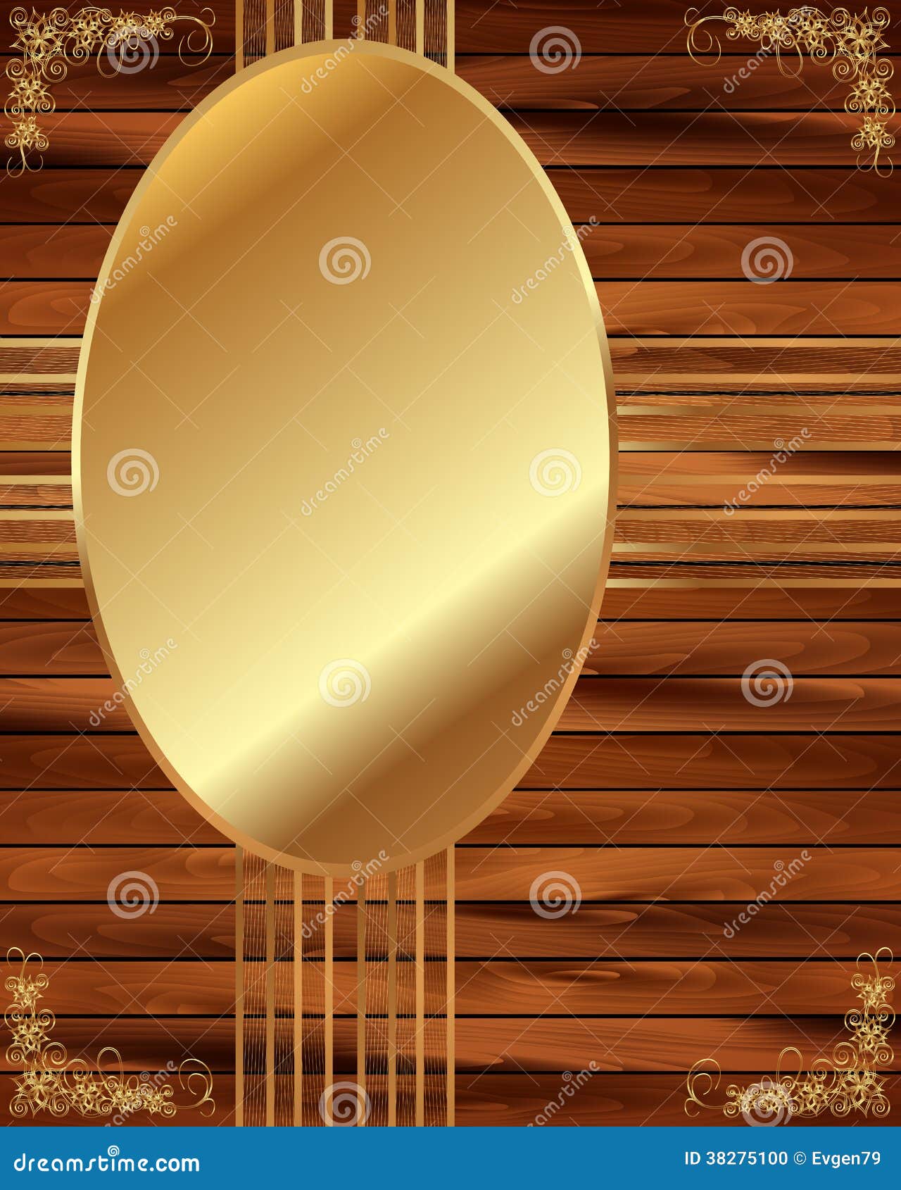 Metallic Gold Frame on a Wooden Background 6 Stock Vector ...