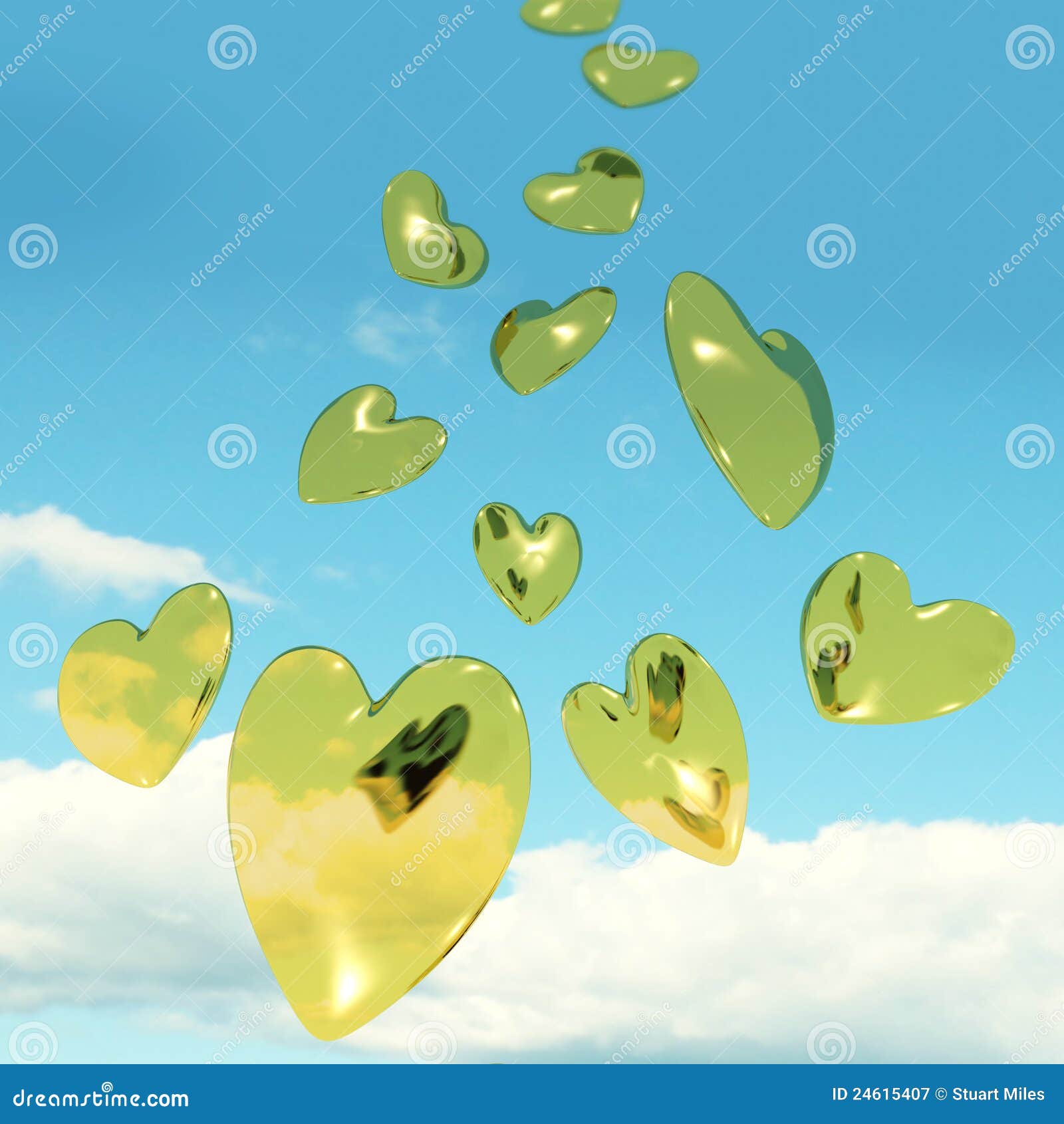 Metallic Gold Hearts Falling Stock Illustration - Illustration of ...
