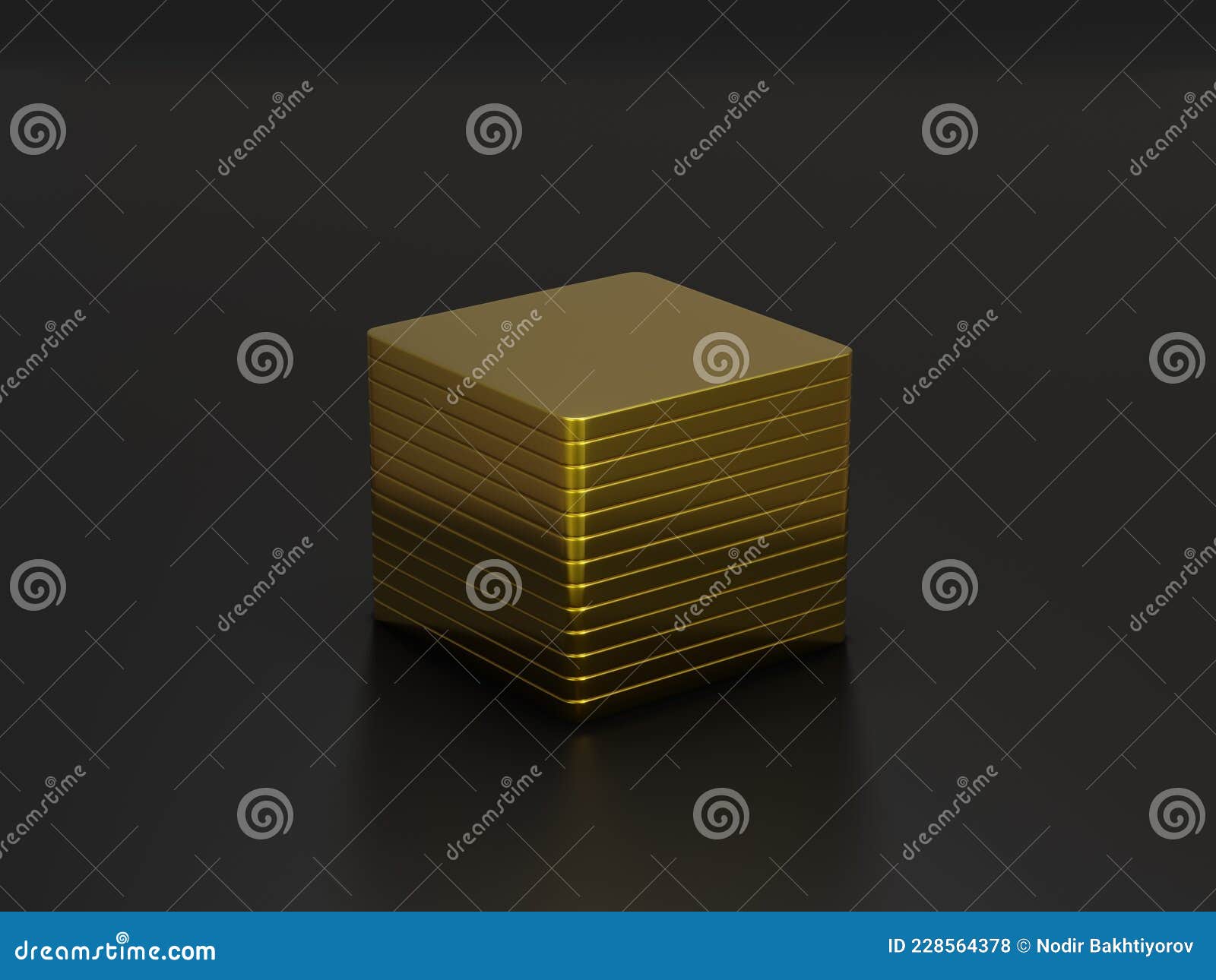 Metallic Gold Ingots Stack on Grey Background Illustration Stock ...