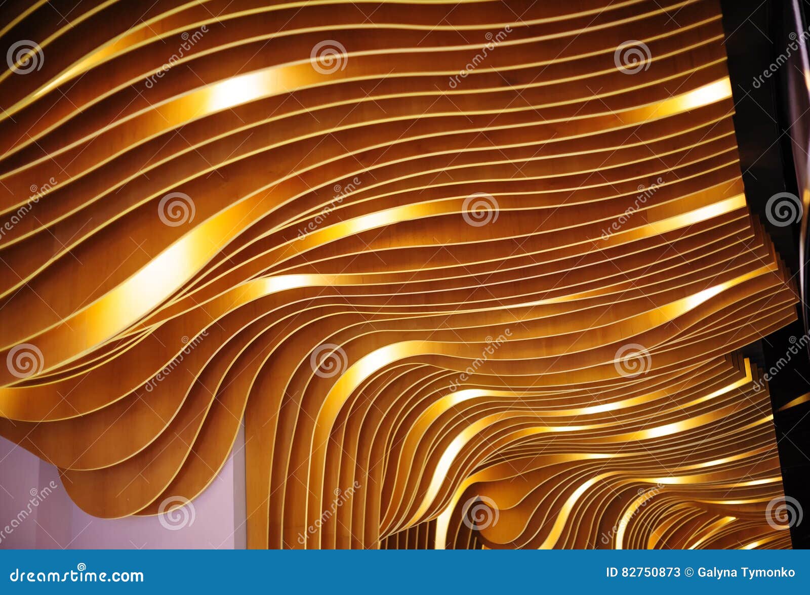 Metallic Gold Plated Abstract Ceiling Stock Image - Image of decoration ...