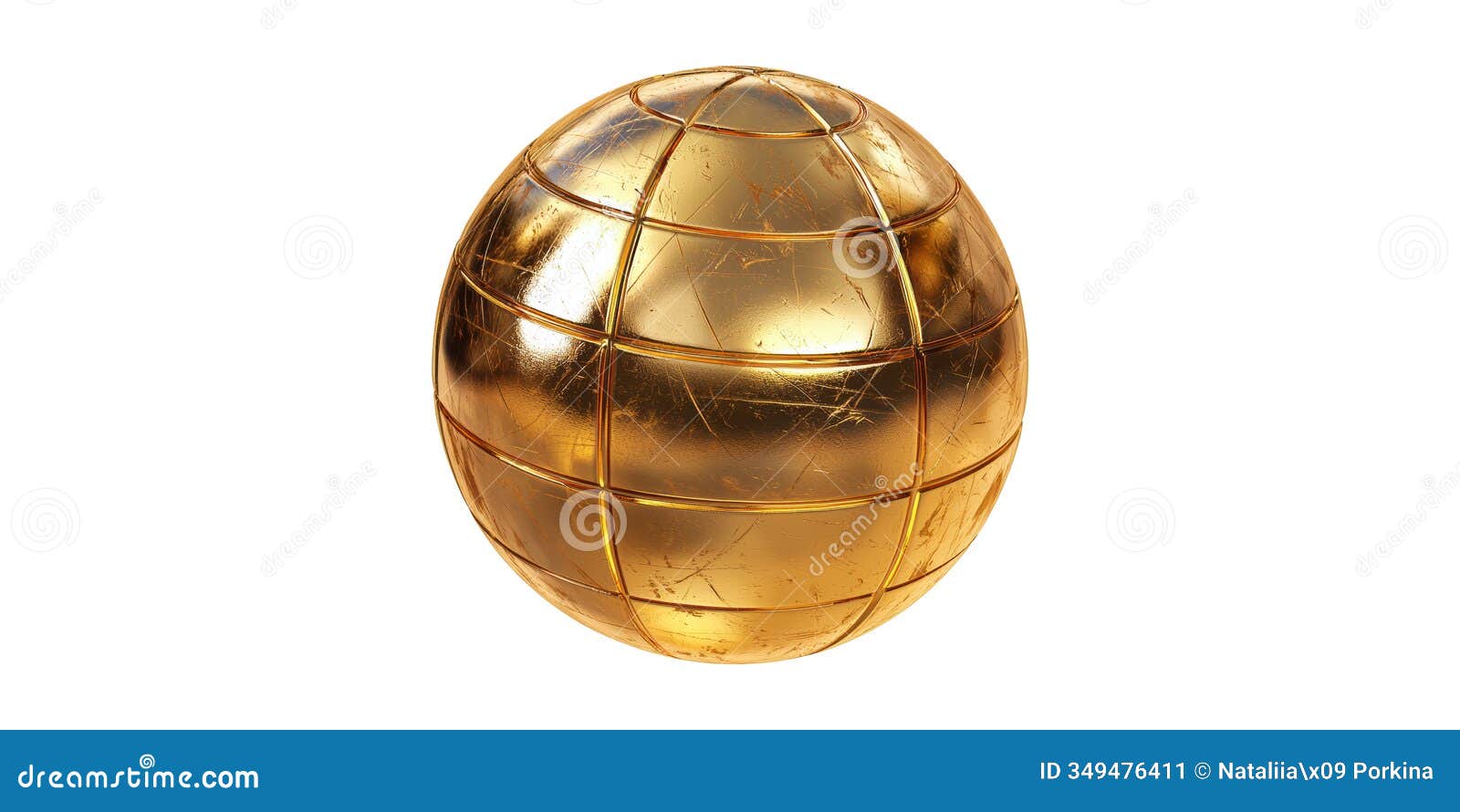 Metallic Golden Sphere with Grid Pattern Isolated on Transparent ...