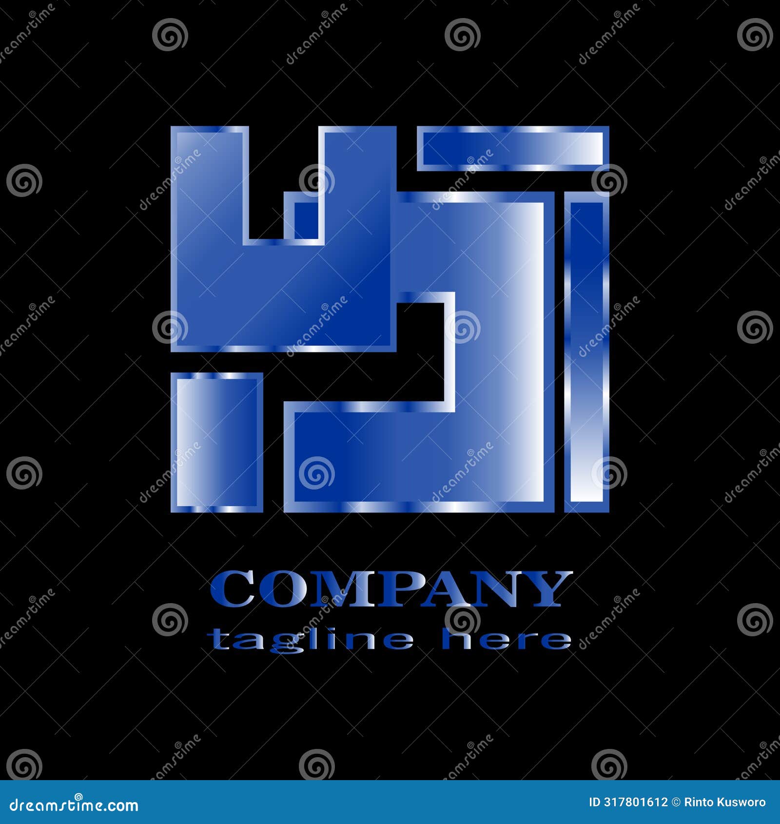 Metallic Gradient Blue Logo Design. Rectangle Stock Vector ...