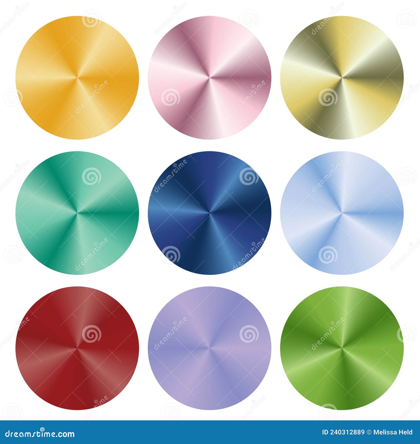 Metallic Gradient Multicolor Circle Buttons Stock Vector - Illustration ...