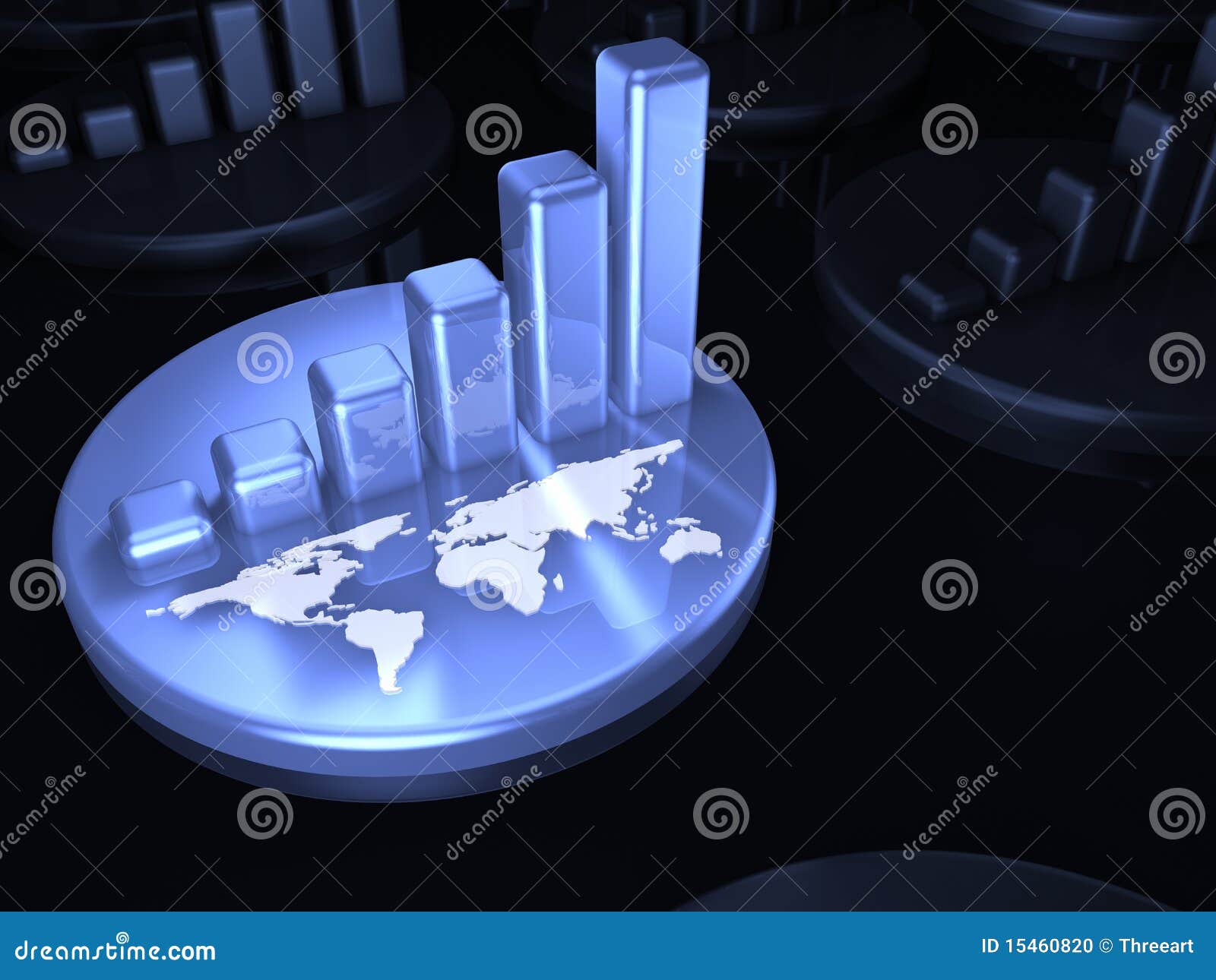 Metallic Graph with World Map Stock Illustration - Illustration of ...