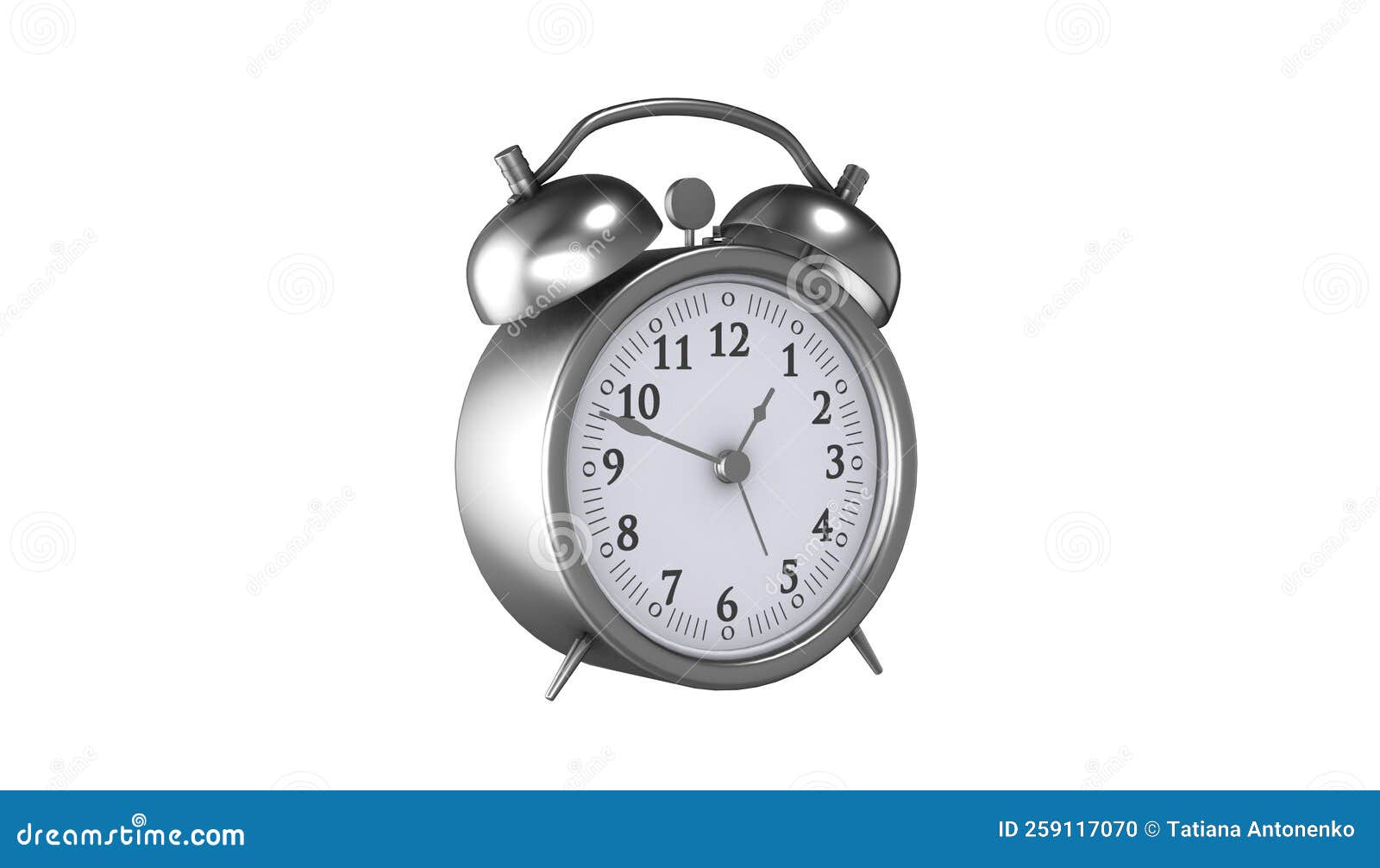 Metallic Gray Alarm Clock the Concept of Time. White Background ...