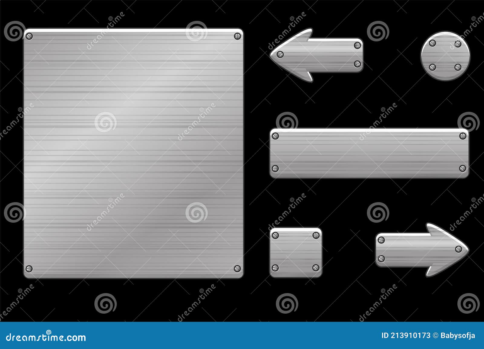 Metallic Gray User Interface and Game Buttons. Stock Vector ...