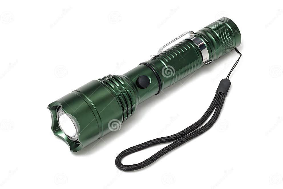 Metallic green flashlight stock image. Image of white - 46846119