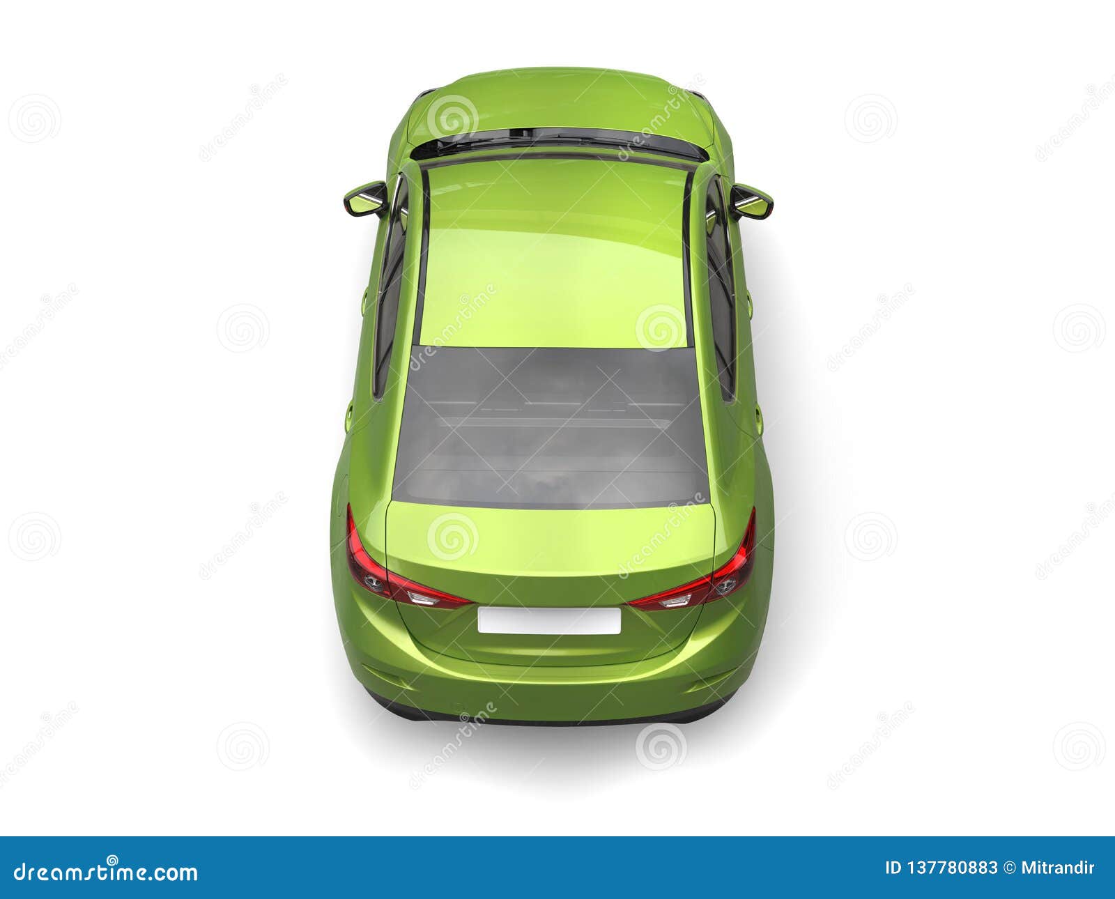 Metallic Green Modern Business Car - Top Down Back View Stock ...