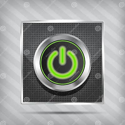 Metallic Green Power Button Icon Stock Vector - Illustration of ...