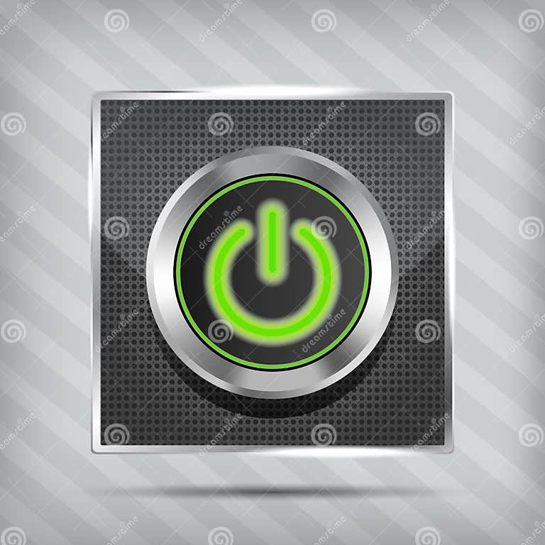 Metallic Green Power Button Icon Stock Vector - Illustration of ...