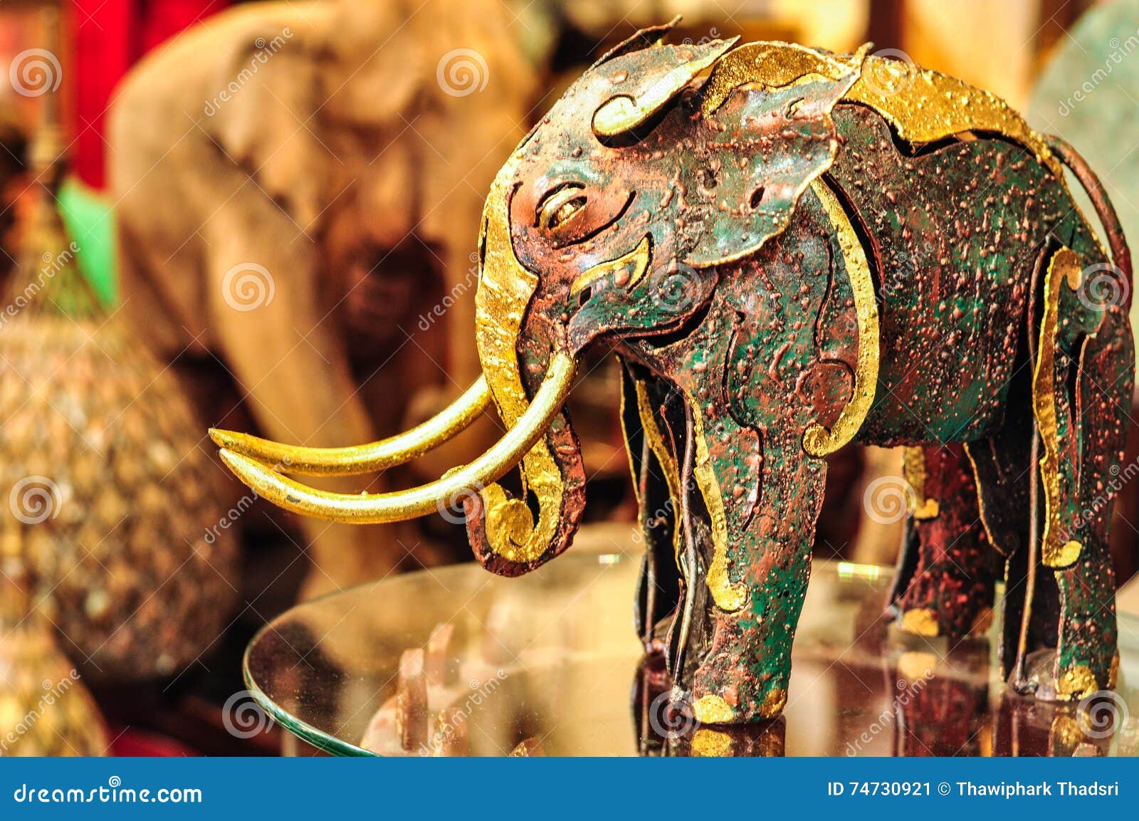 Metallic Handmade Elephant stock image. Image of elephant - 74730921