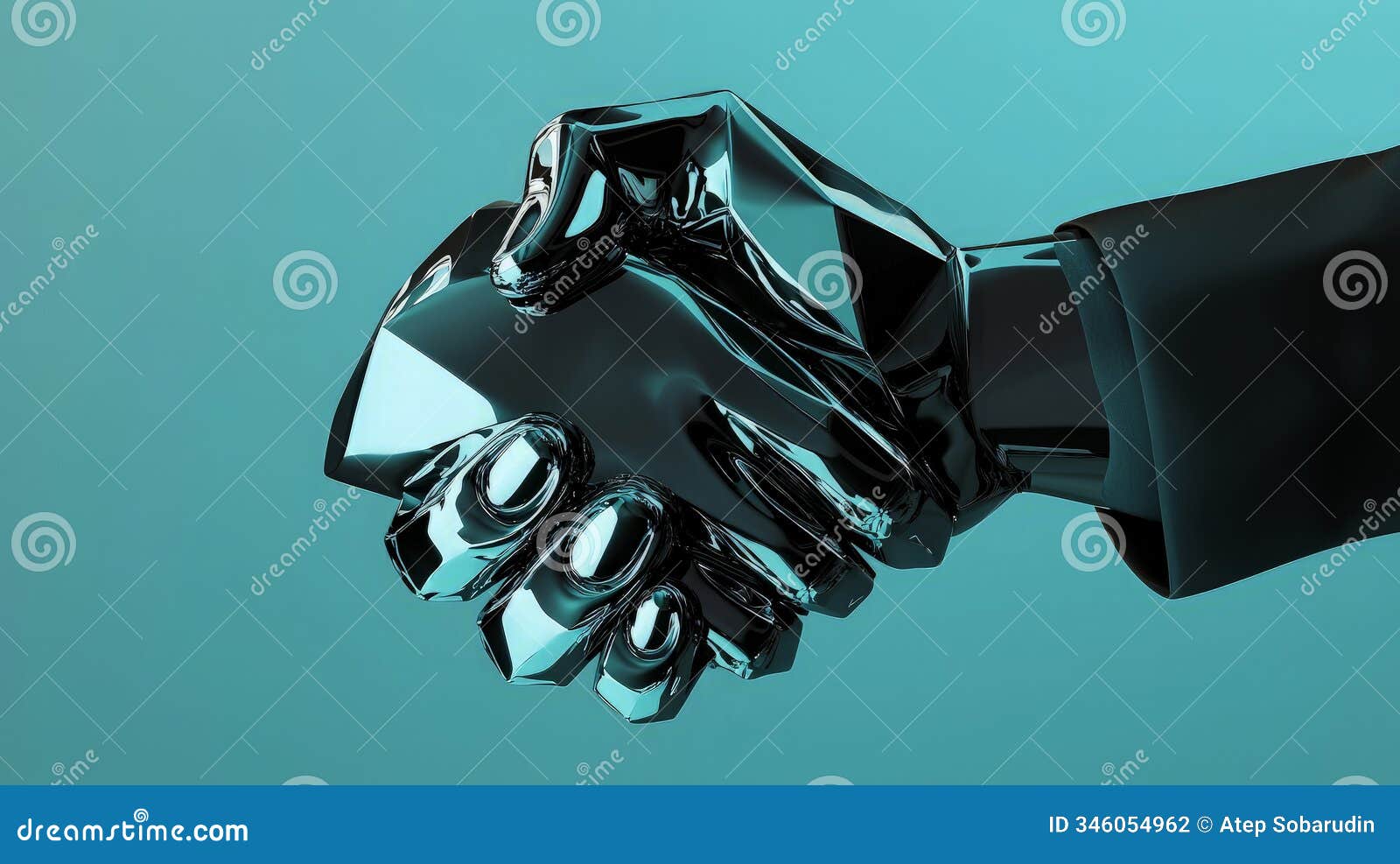 Metallic Hands Clasped in a Handshake, Symbolizing Agreement or ...
