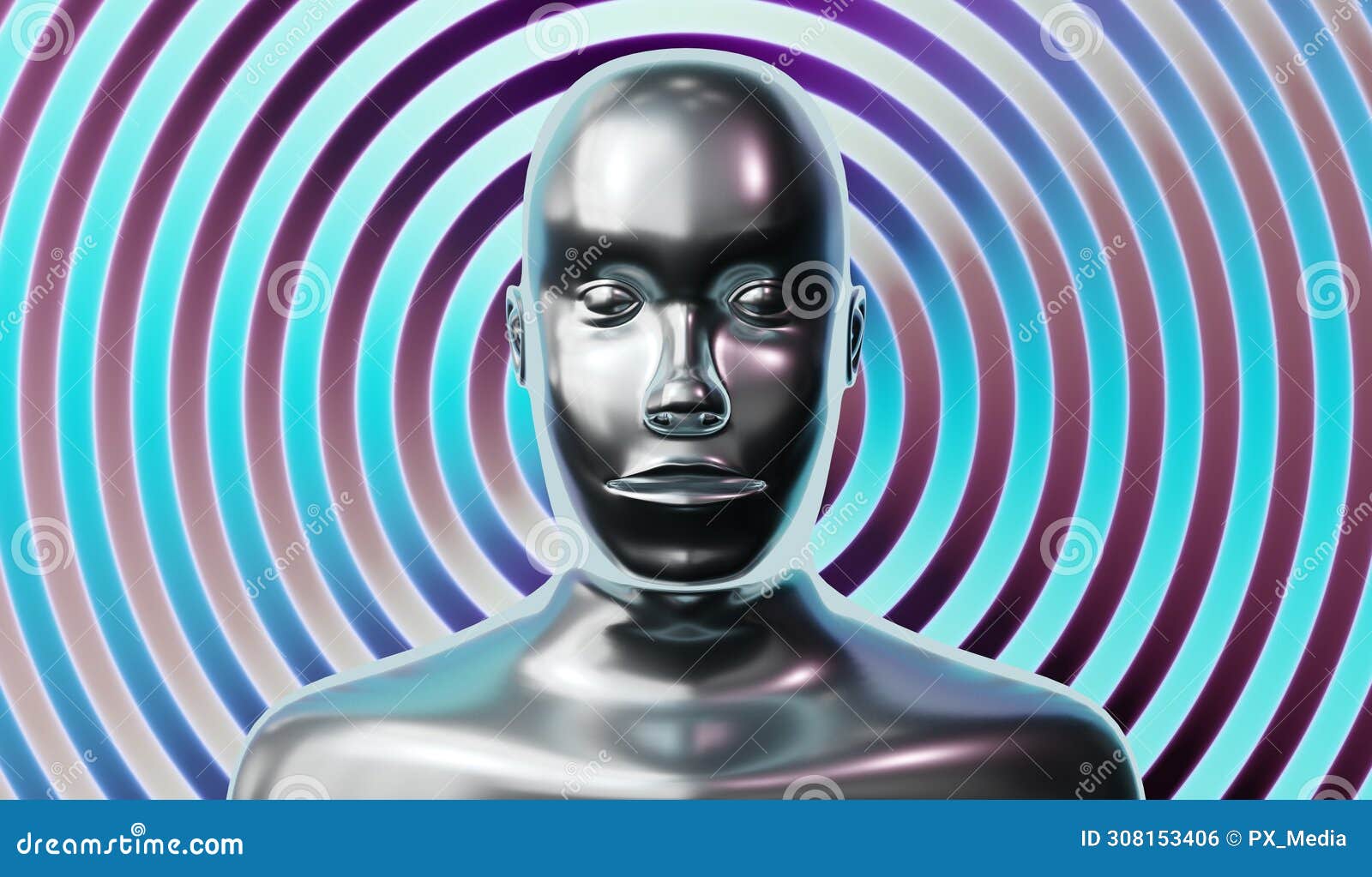 Metallic Head Shape - 3D Illustration Stock Illustration - Illustration ...