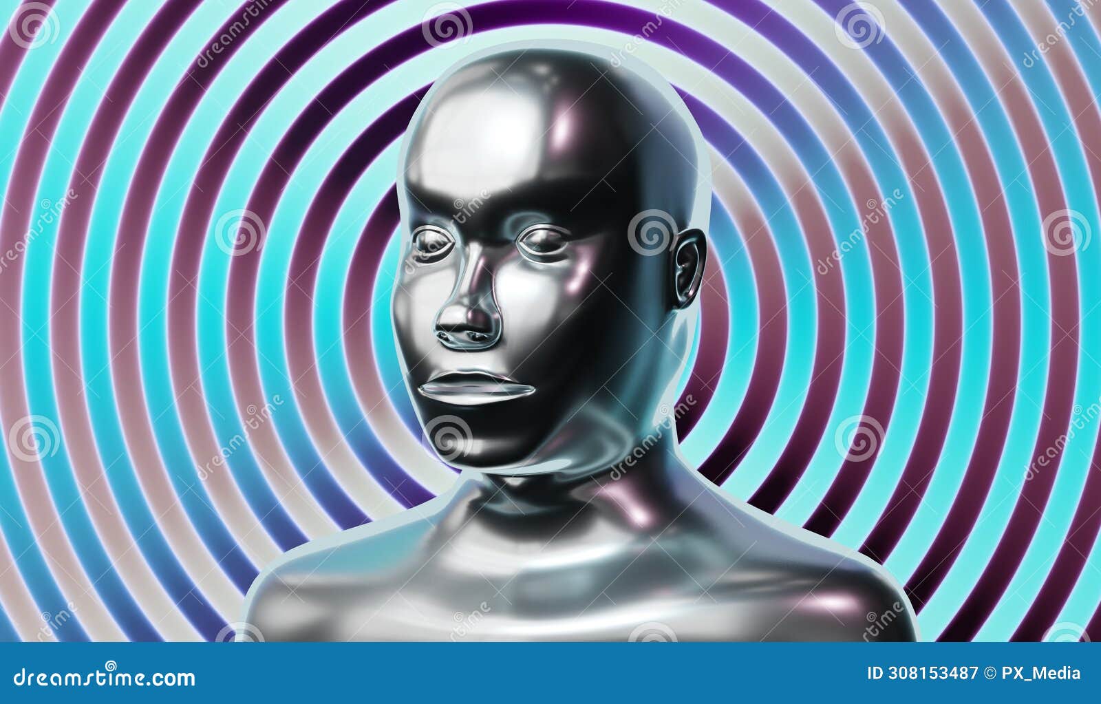 Metallic Head Shape - 3D Illustration Stock Illustration - Illustration ...
