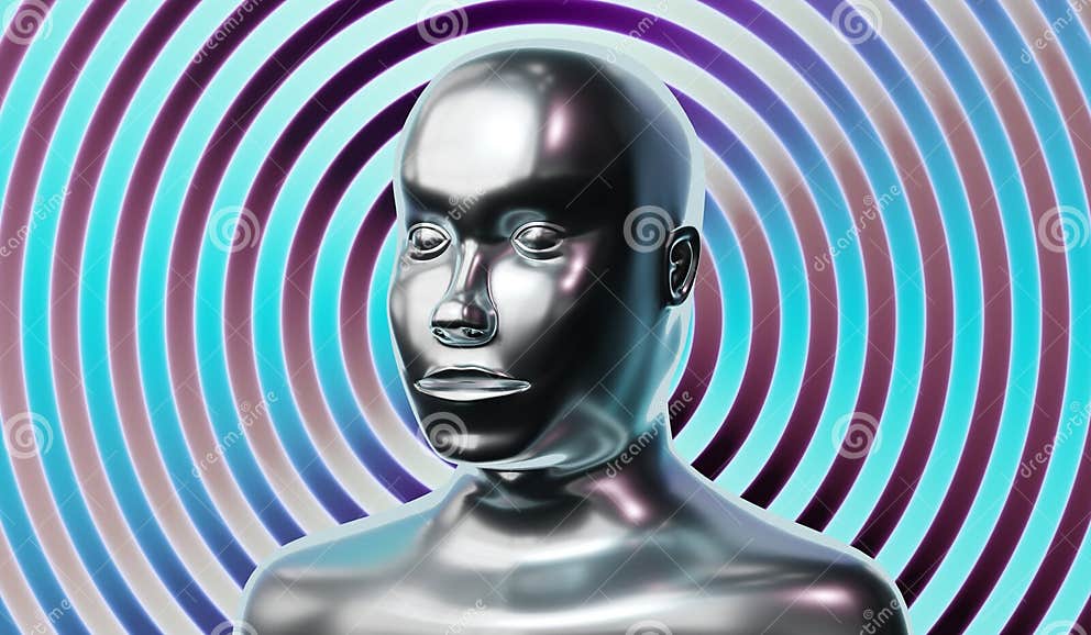 Metallic Head Shape - 3D Illustration Stock Illustration - Illustration ...