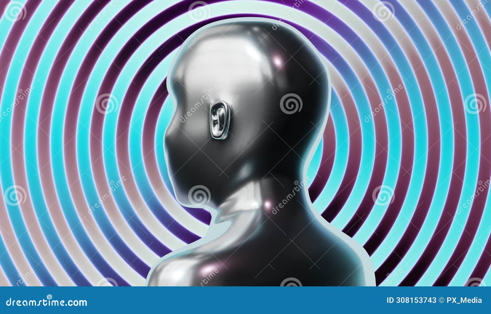 Metallic Head Shape - 3D Illustration Stock Illustration - Illustration ...