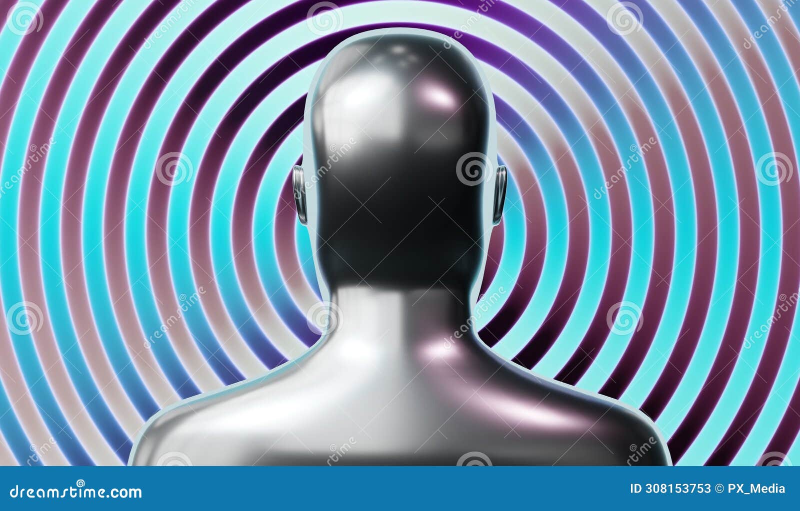 Metallic Head Shape - 3D Illustration Stock Illustration - Illustration ...