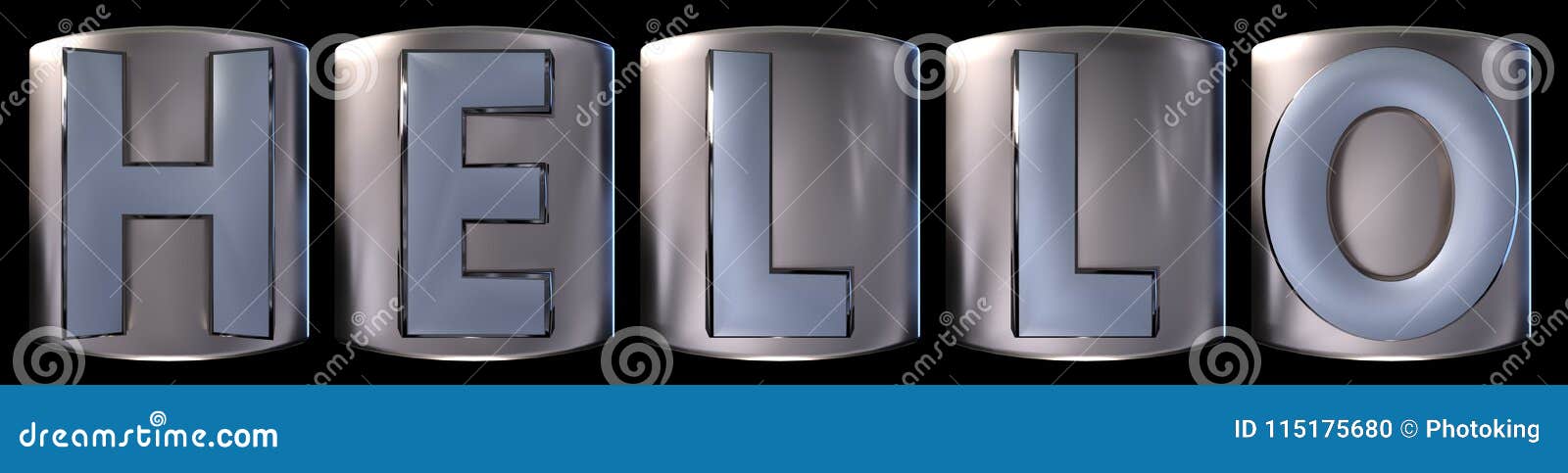 Metallic hello word stock illustration. Illustration of italian - 115175680