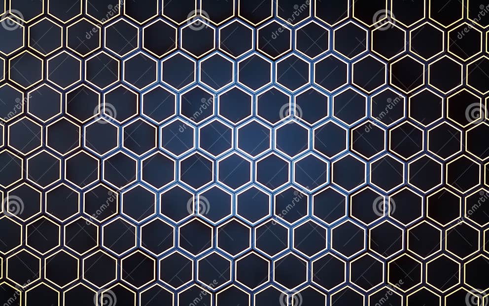 Metallic Hexagon Material Background, 3d Rendering Stock Illustration ...