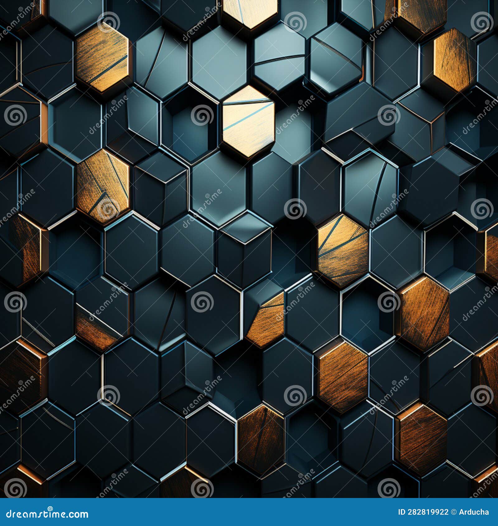 Metallic Hexagonal Tile Pattern Stock Illustration - Illustration of ...