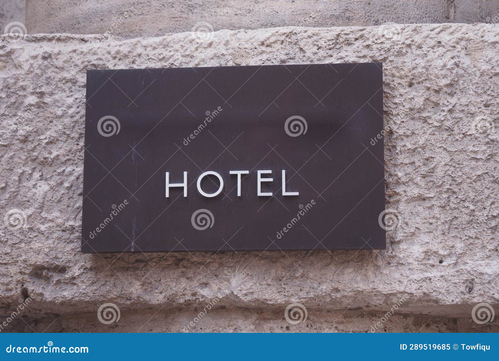 The Metallic Hotel Sign on the Wall Stock Image - Image of outdoors ...