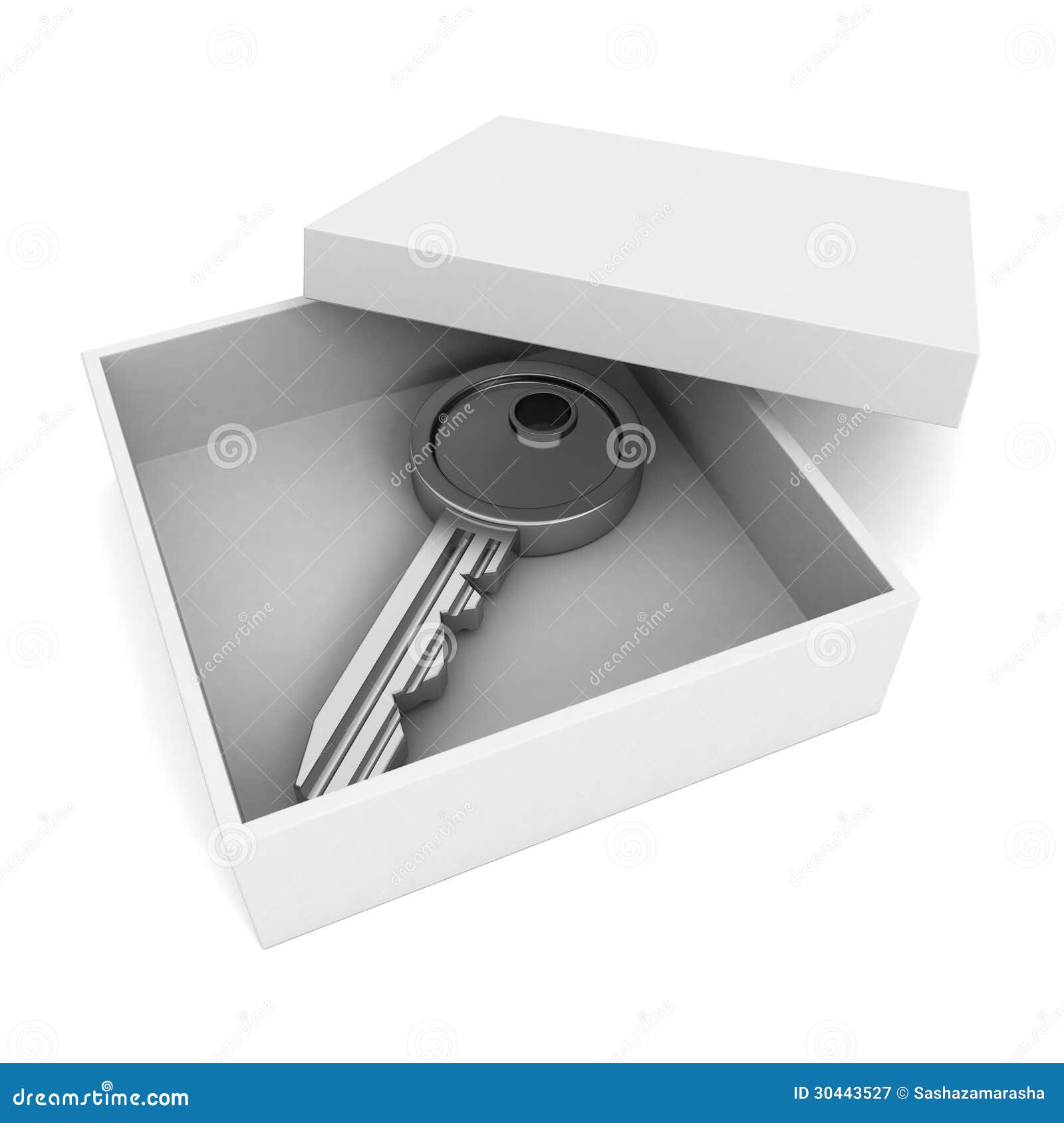 Metallic House Key in White Cardboard Box Stock Illustration ...