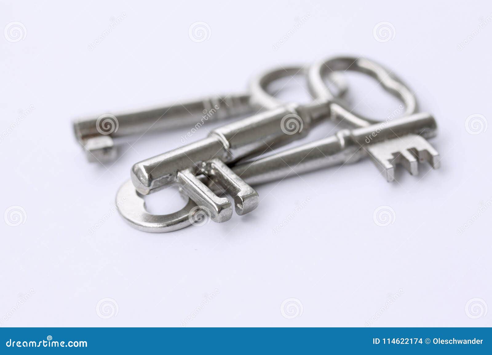 Metallic House Silver Keys on White Background Stock Photo - Image of ...