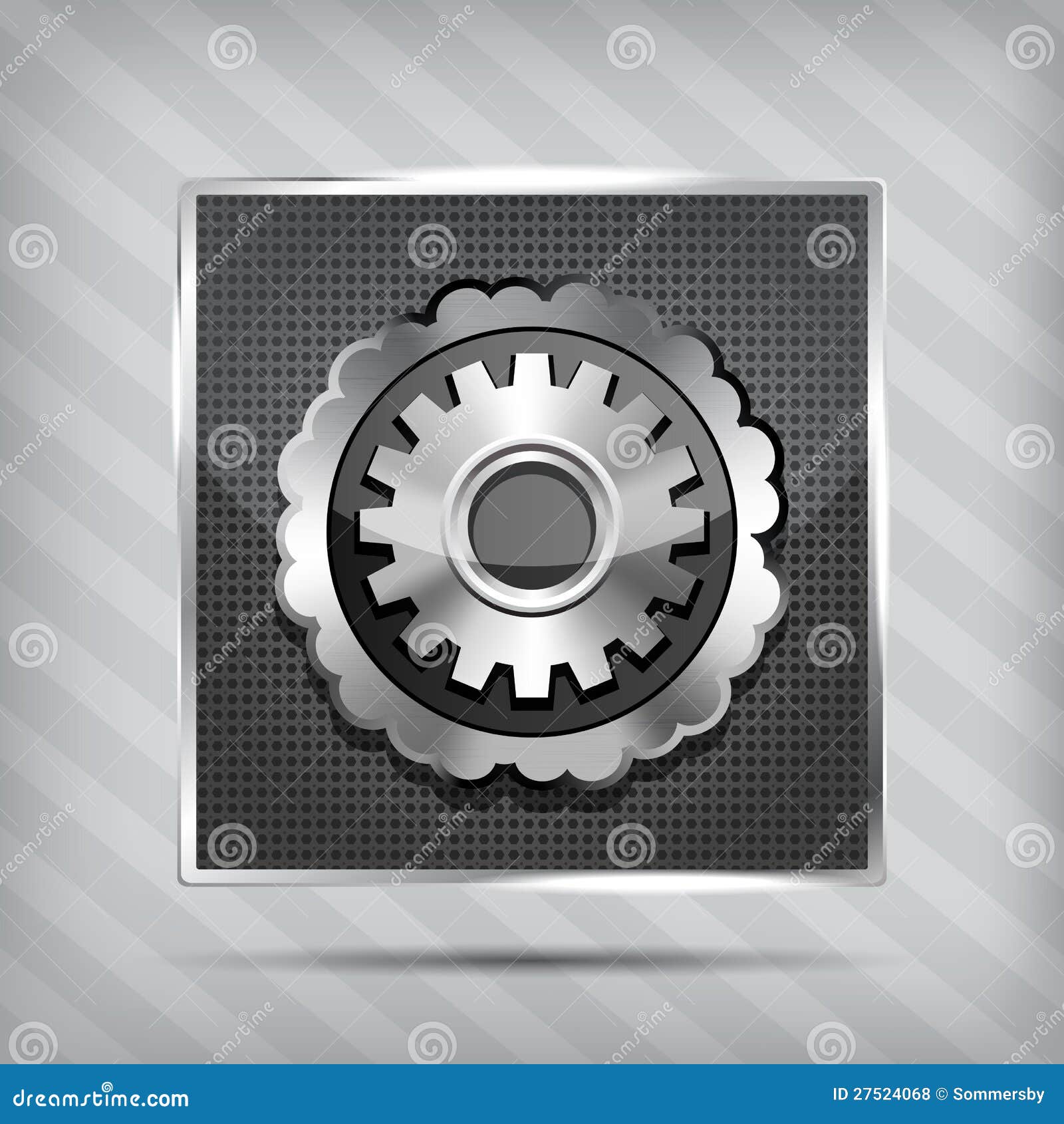 Metallic icon with gear stock vector. Illustration of engineering ...