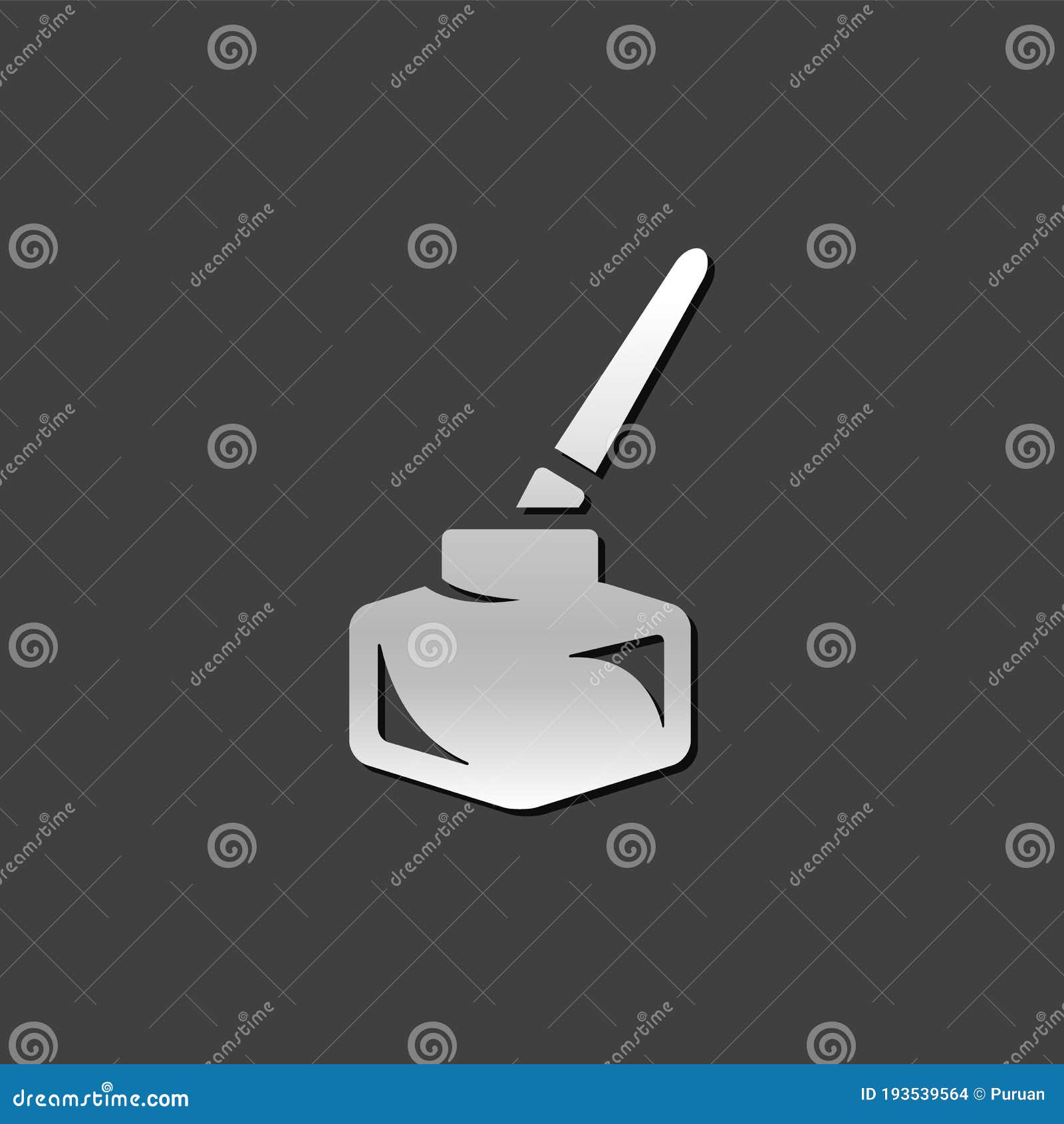 Metallic Icon - Ink pot stock vector. Illustration of document - 193539564