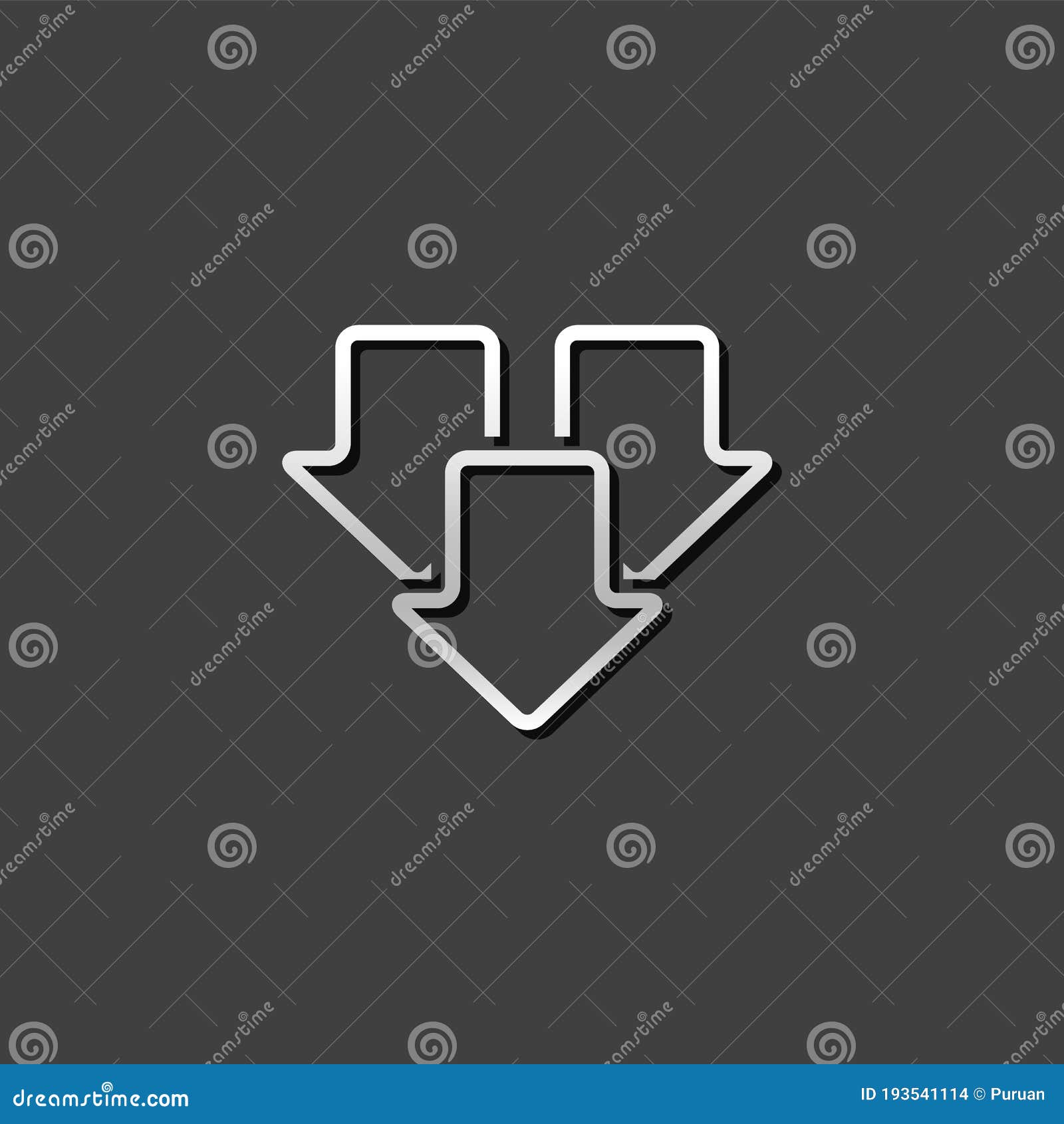 Metallic Icon - Multiple Down Arrow Stock Vector - Illustration of ...