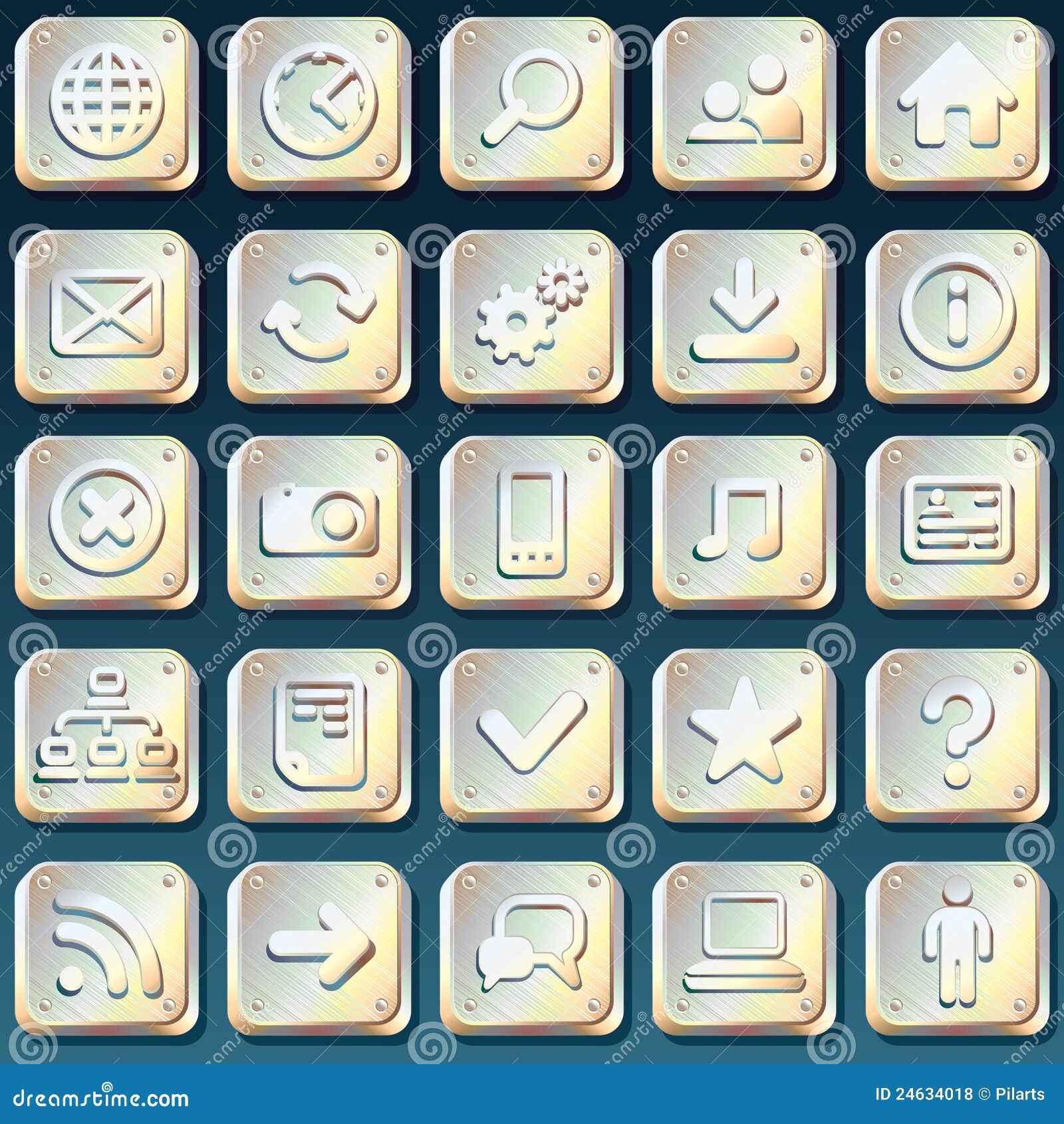 Metallic Icons stock vector. Illustration of download - 24634018