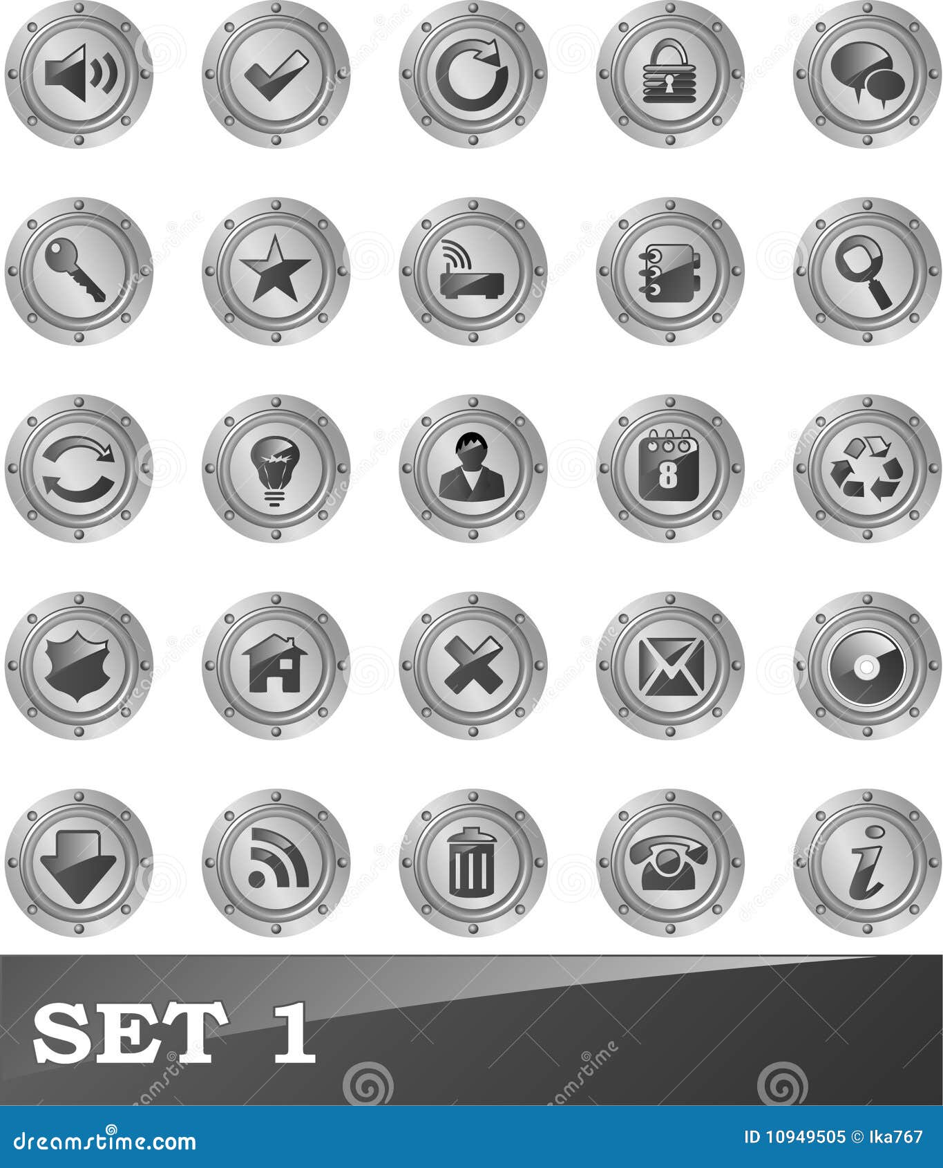 Metallic icons set for web stock vector. Illustration of business ...