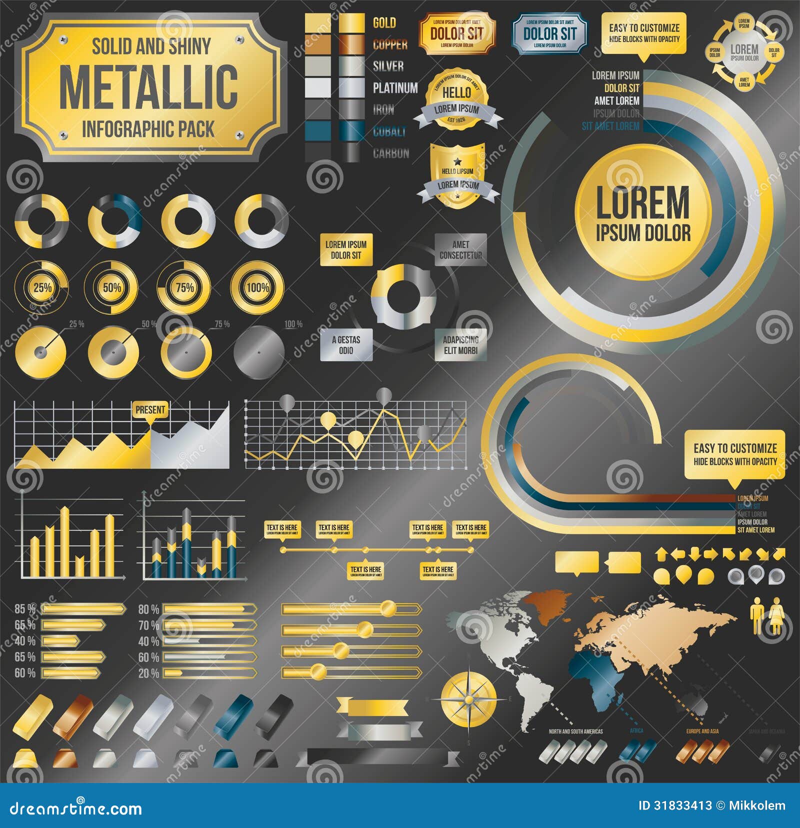 Metallic Infographic Elements Stock Vector - Illustration of scalable ...