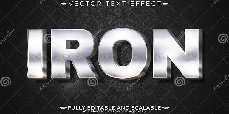 Metallic Iron Text Effect, Editable Shiny and Elegant Text Style Stock ...