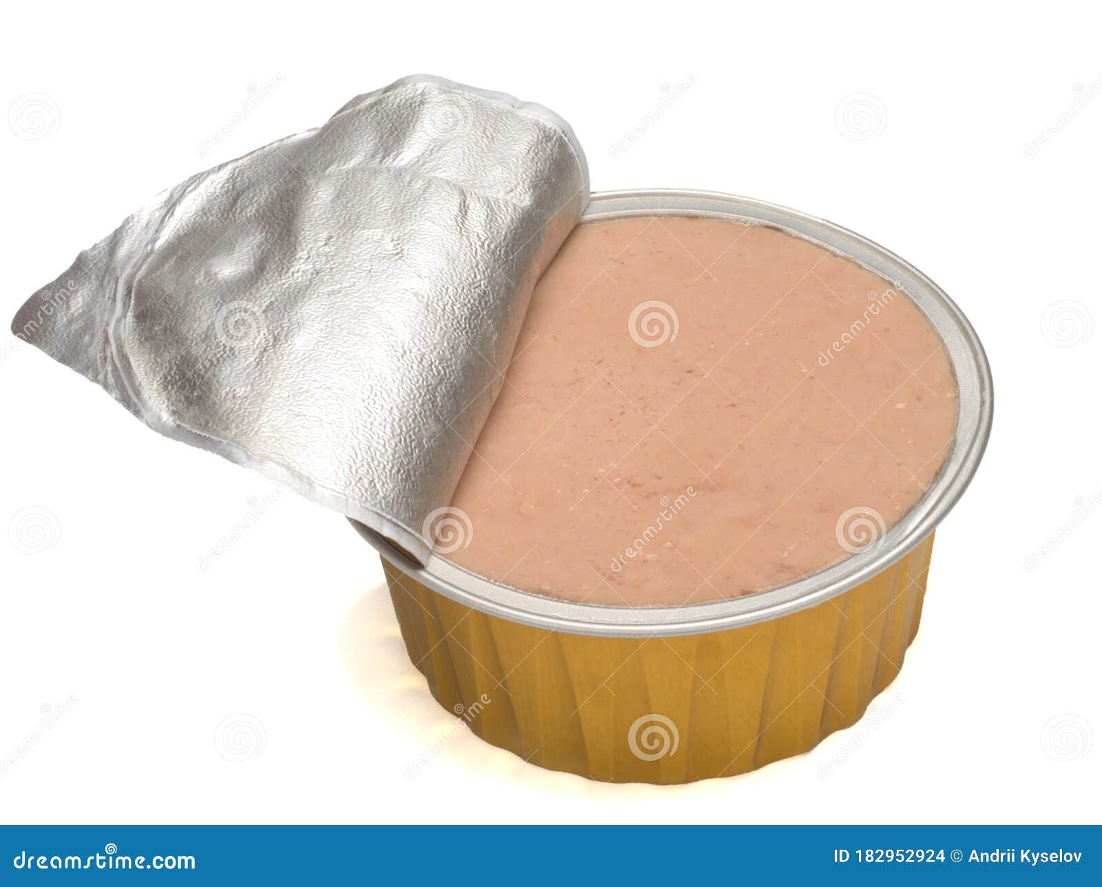 Metallic Jar with Poultry Paste Isolated on White Background Stock ...