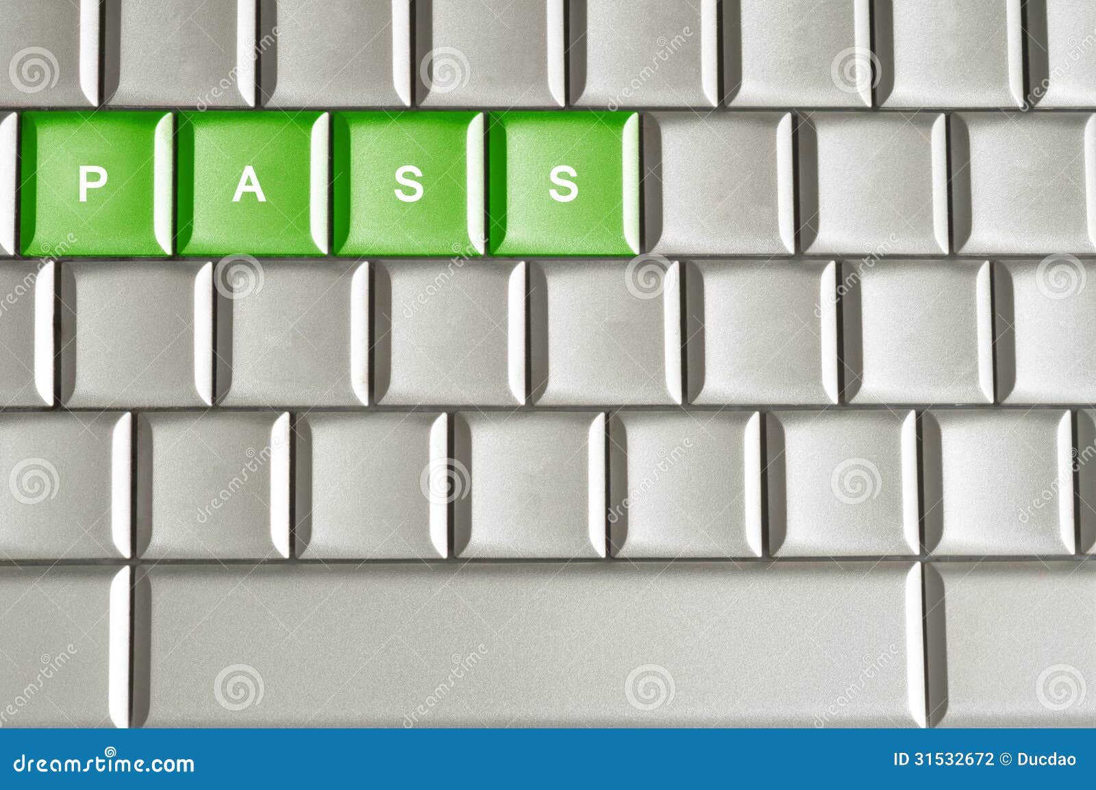 Metallic Keyboard with the Word PASS Stock Photo - Image of successful ...