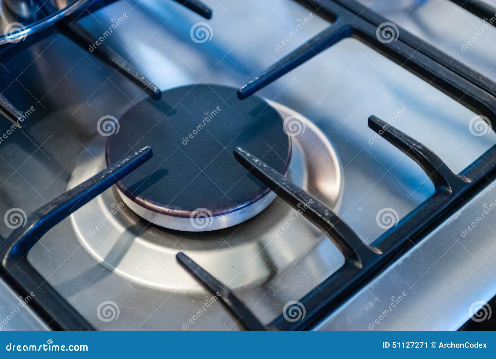 Metallic Kitchen Stove Burner and Frame Stock Image - Image of black ...