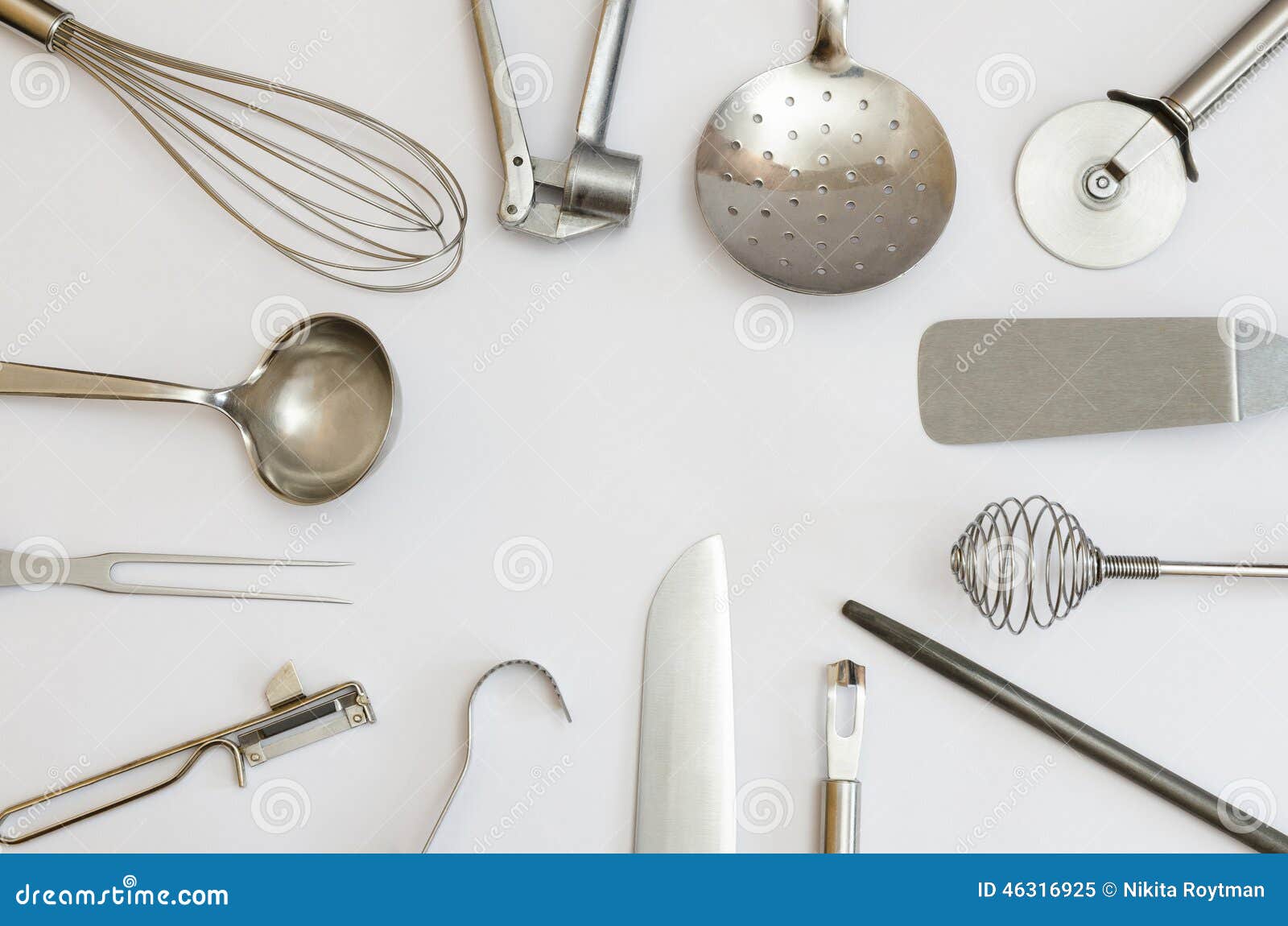 Metallic Kitchen Utensils and Tools Stock Image - Image of spatula ...