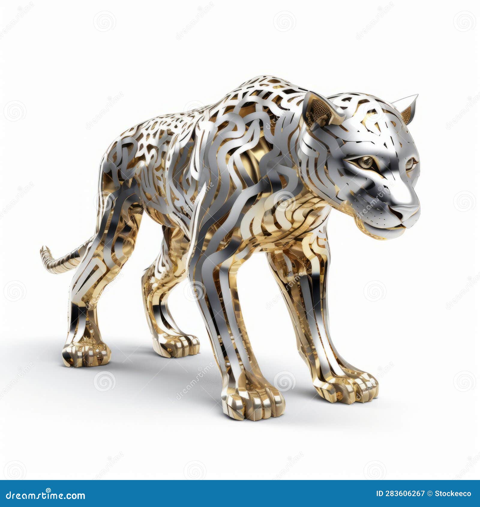Metallic Leopard Statue: Exquisite 3d Model with Precise Detailing ...